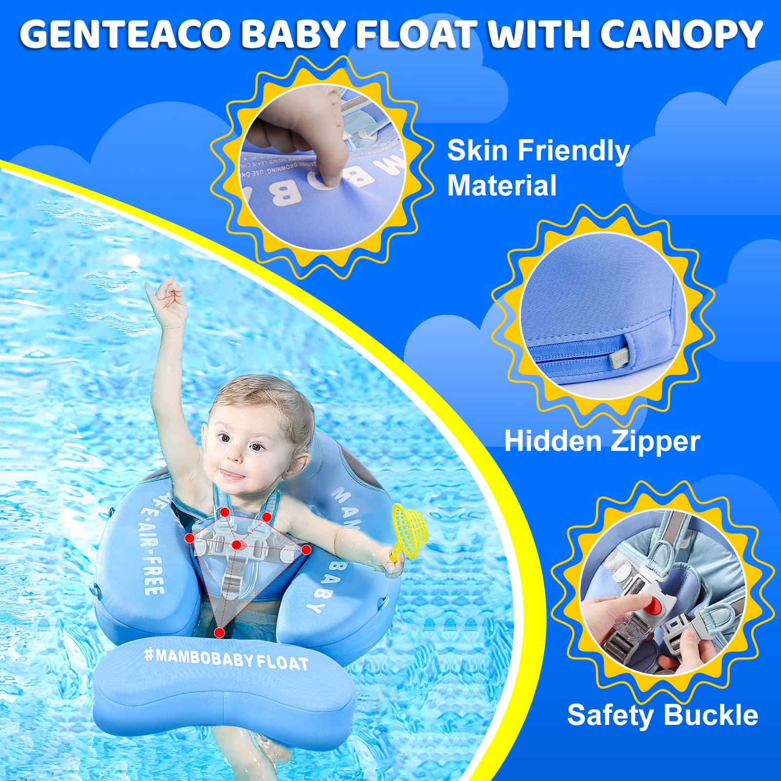 Mambobaby Float with Canopy & Tail Baby Pool Swiming Float Non ...