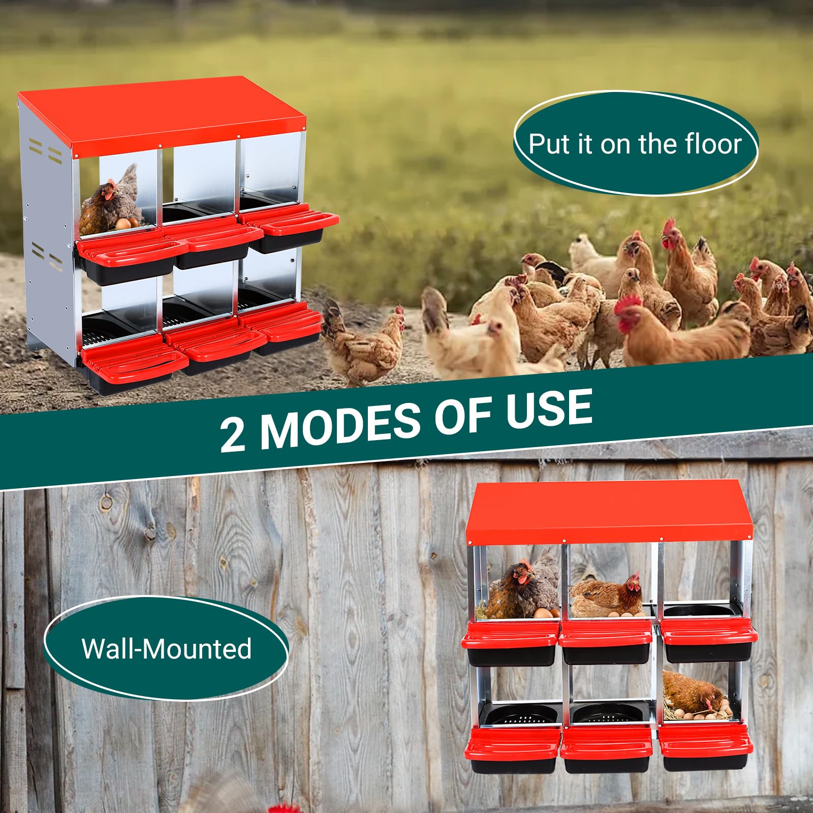 Snapklik.com : GarveeLife Nesting Boxes For Chickens, 6 Holes Chicken ...