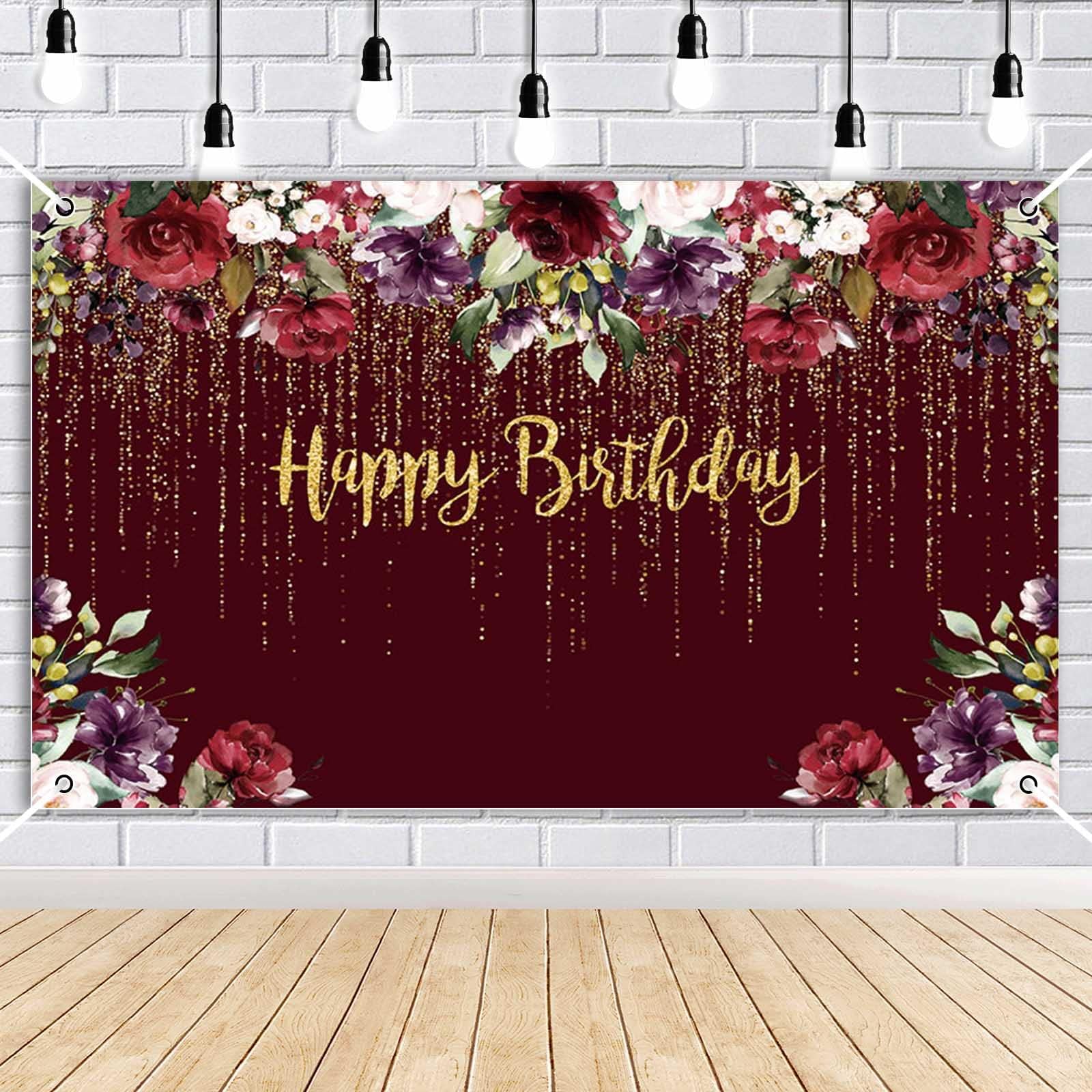 Amazon.com: AIBIIN Happy Birthday Banner Red Rose Birthday Party ...