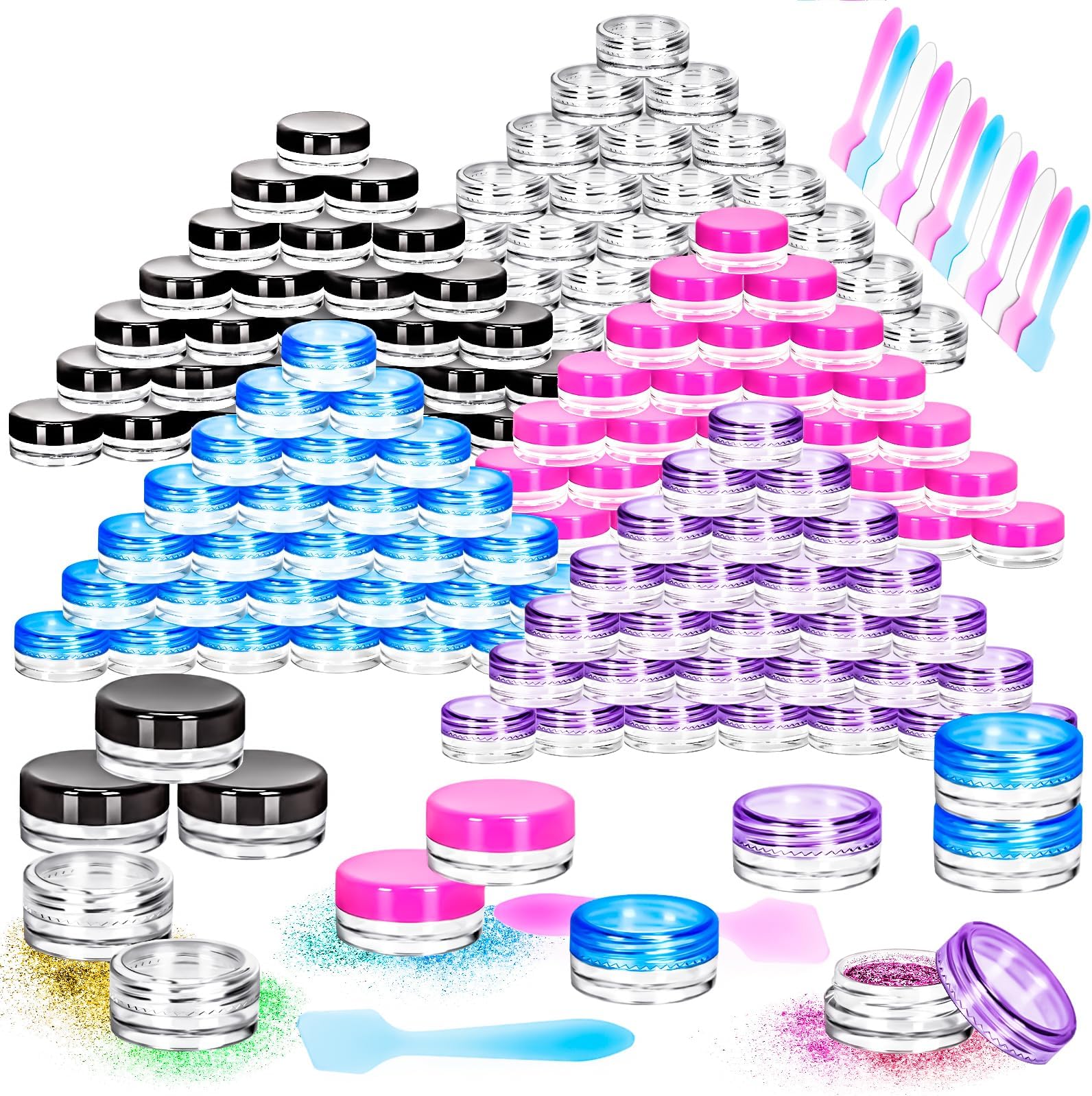 Amazon.com: MotBach 100 Pcs 5g Empty Plastic Containers with White Lids ...