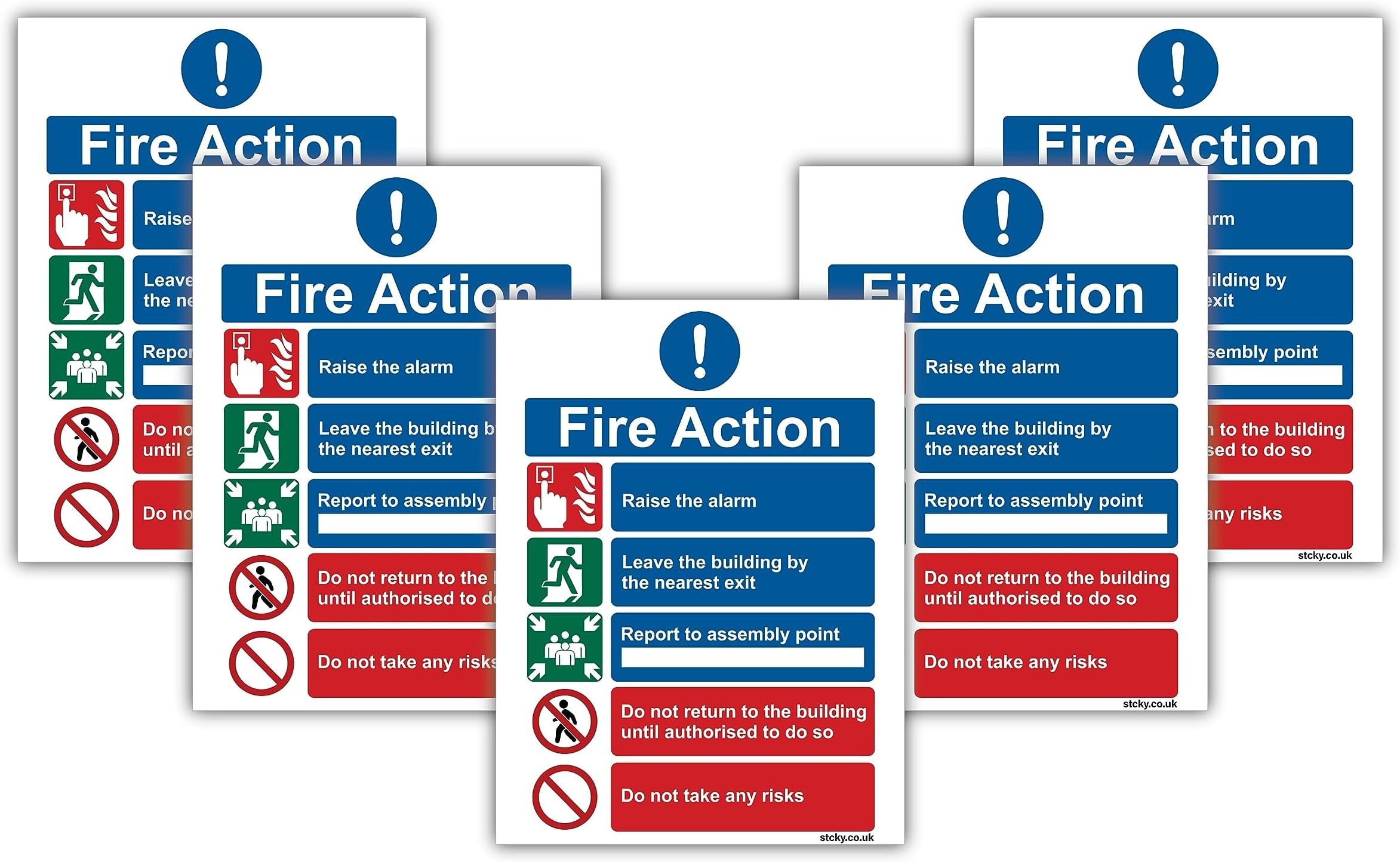 Stcky Rigid Plastic Fire Action Notice Sign - 15 x 20 cm Ideal Sized ...