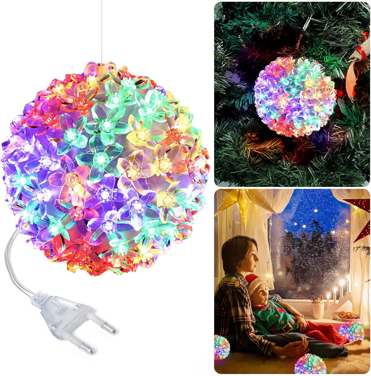 Amazon.com: 100 Led Christmas Starlight Sphere, 6” Lighted Sphere Ball ...