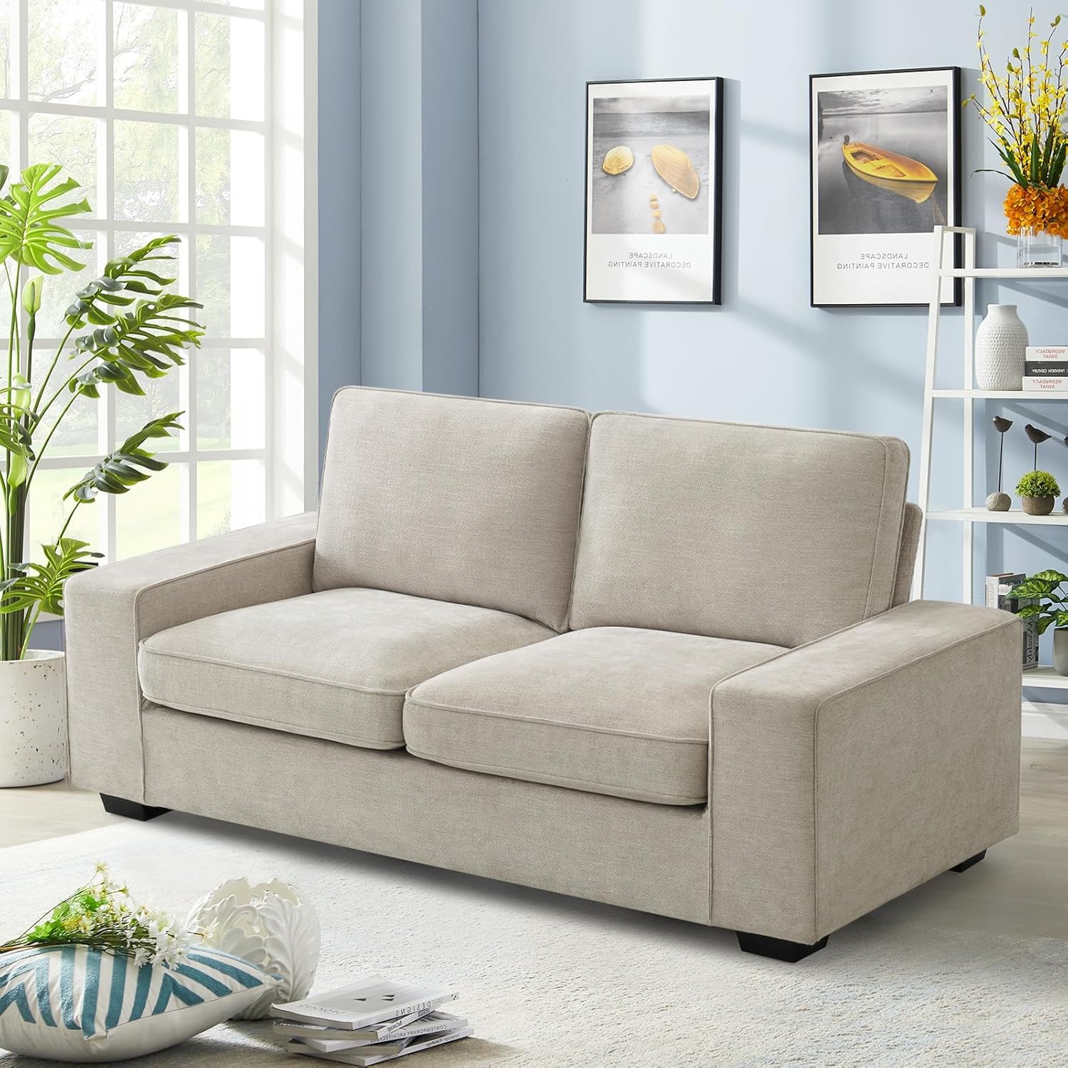 Amazon.com: EASELAND Small Couch, 71” Chenille Loveseat Comfy Couches ...