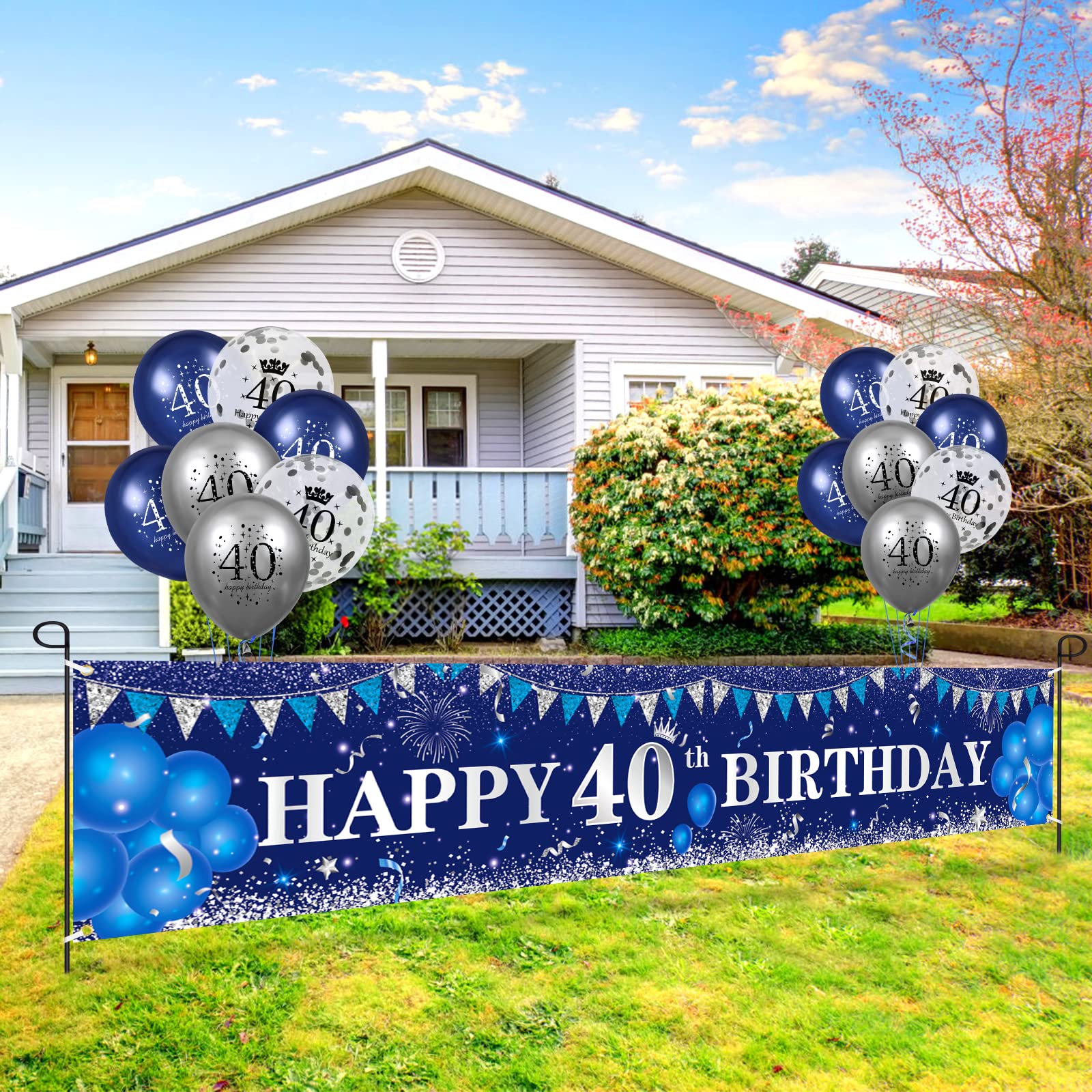 Snapklik.com : Blue 40th Birthday Decorations For Men Women, Navy Blue ...