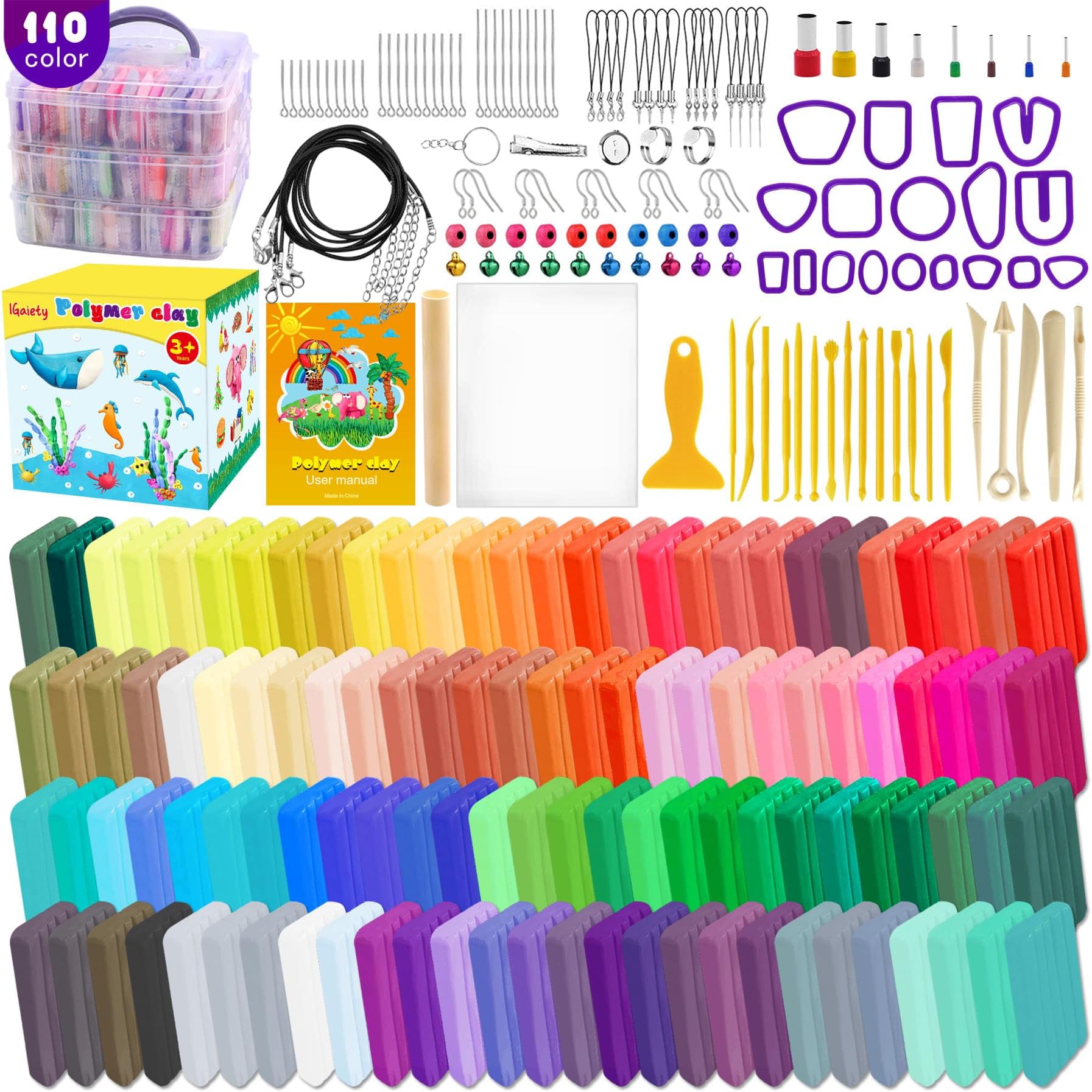 Amazon.com: 79 Piece Polymer Clay Starter Kit, Oven Bake Modeling Clay ...