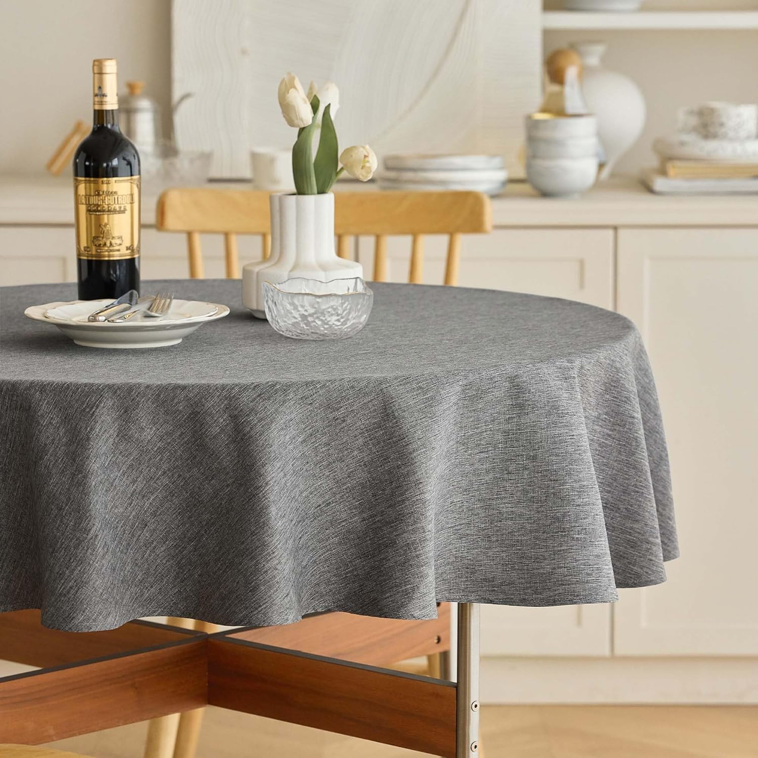 Amazon.com: Decorelia Waterproof Faux Linen Tablecloth 60 Inch ...
