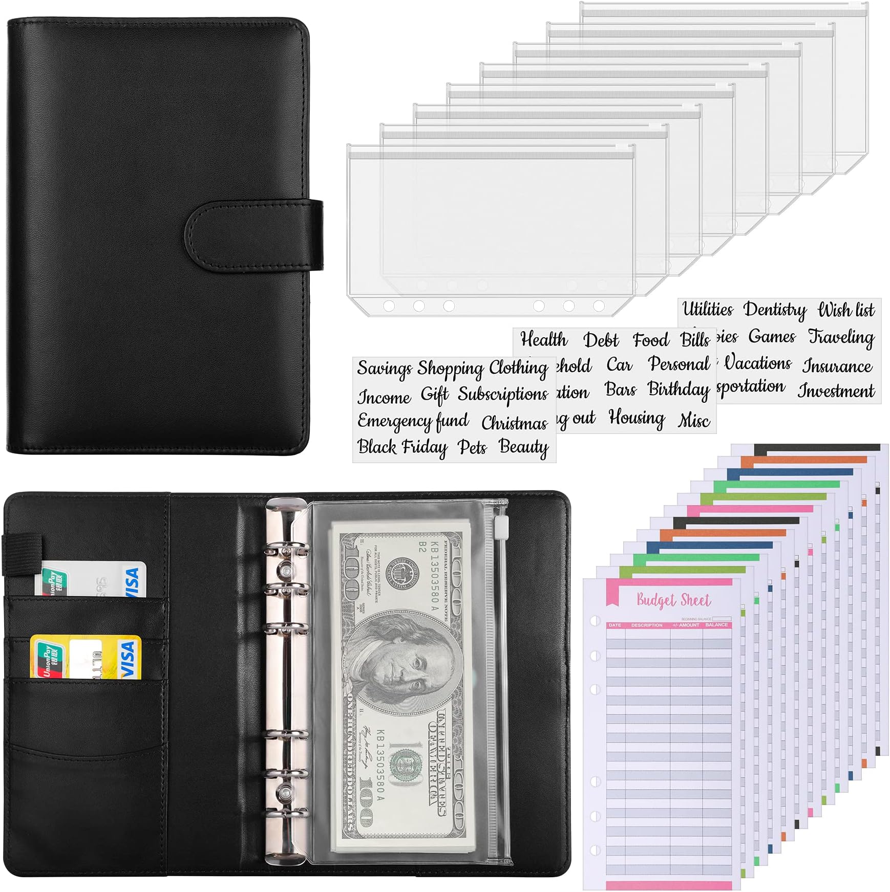 Amazon.com : Budget Binder With Zipper Envelopes - A6 Budget Binder ...