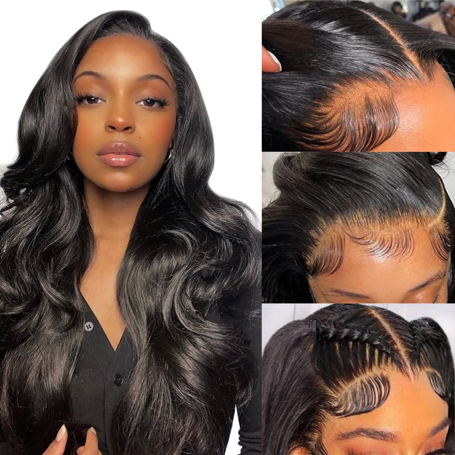 Amazon.com : Vibja 22 Inch Body Wave Lace Front Wigs Human Hair 13x4 HD ...