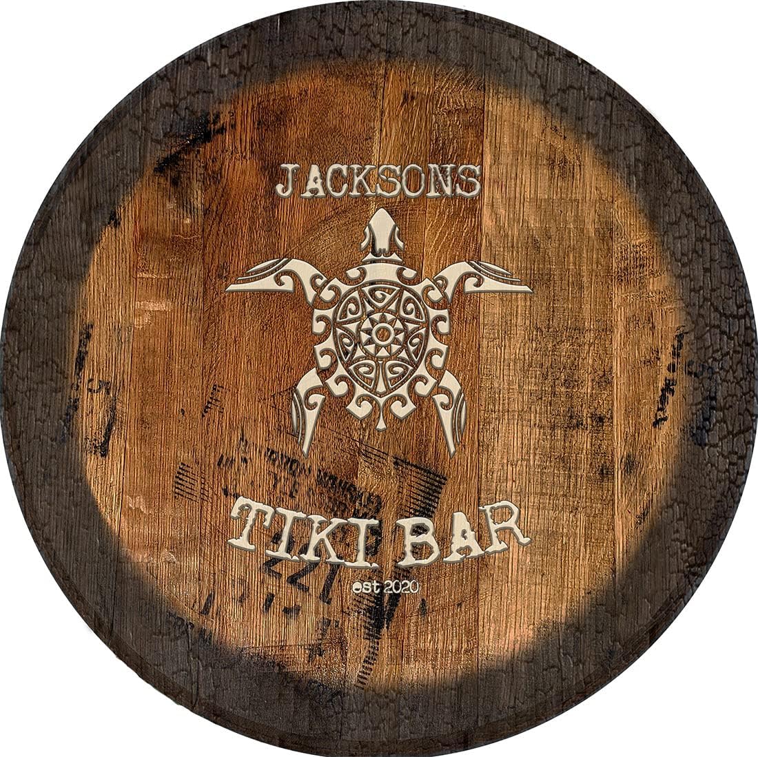 Amazon.com: PS Prints Sea Turtle Summer Tiki Bar Decor Large Oak ...