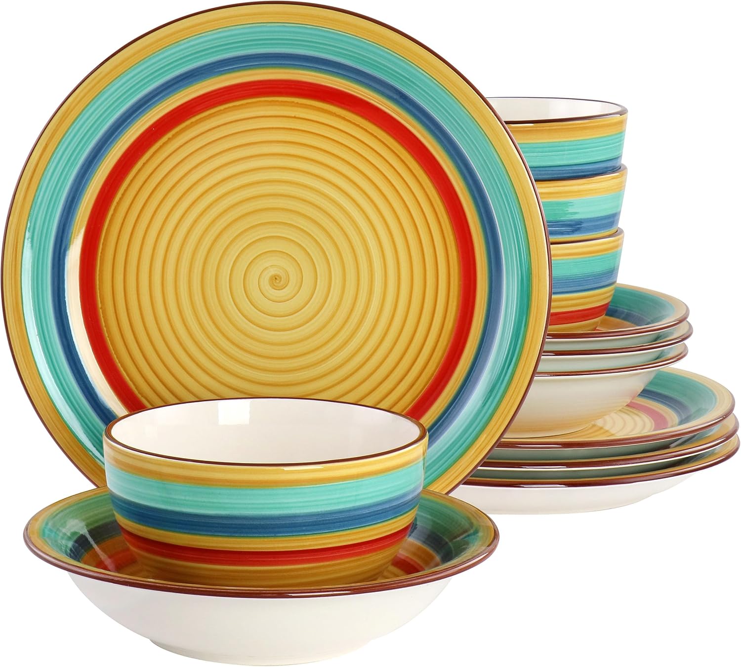 Amazon.com | Gibson Home Rainbow 12 Piece Stoneware Dinnerware Set in ...