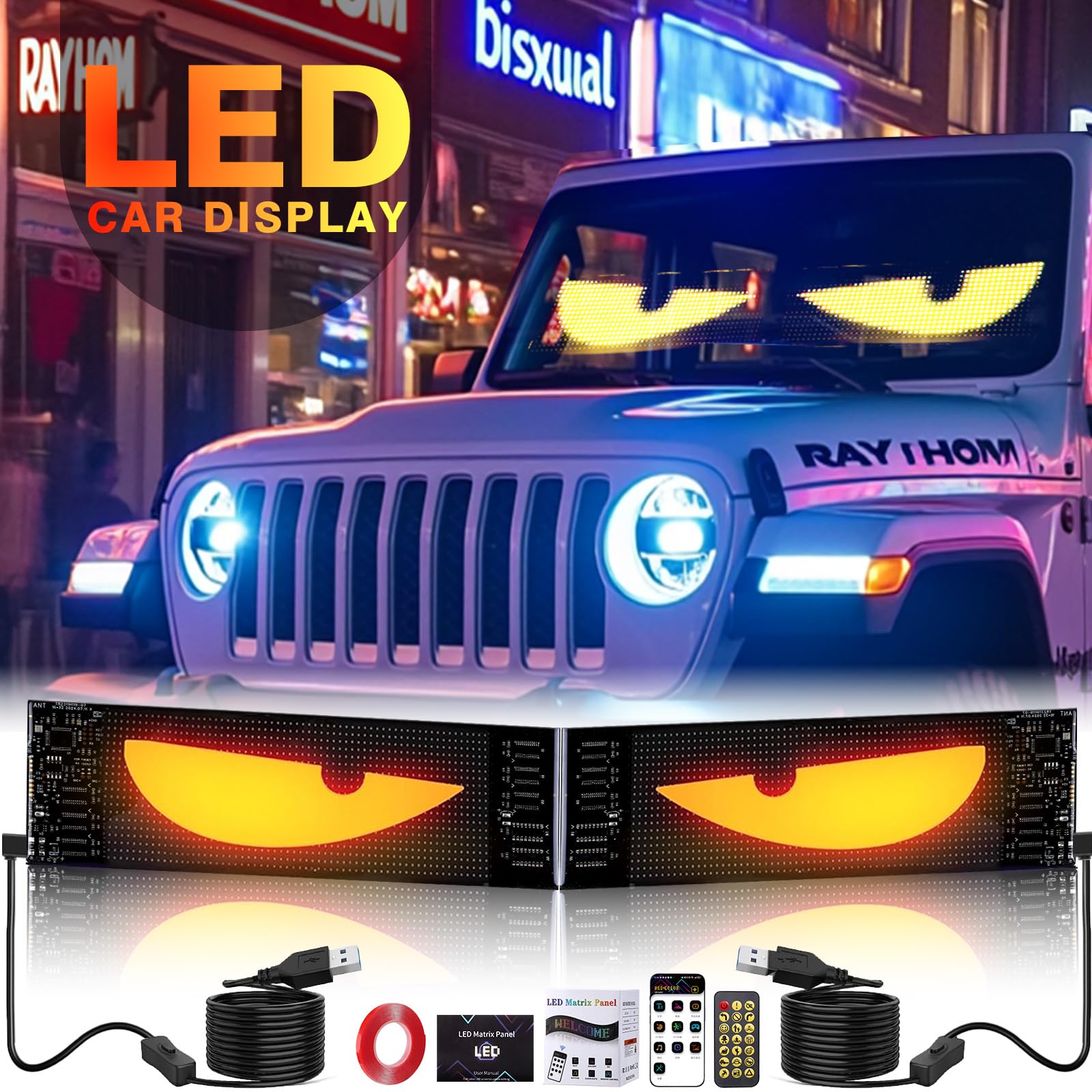 Light Ride Eyes For Car 52in*7.5in Devil Eyes Light For Cars ...