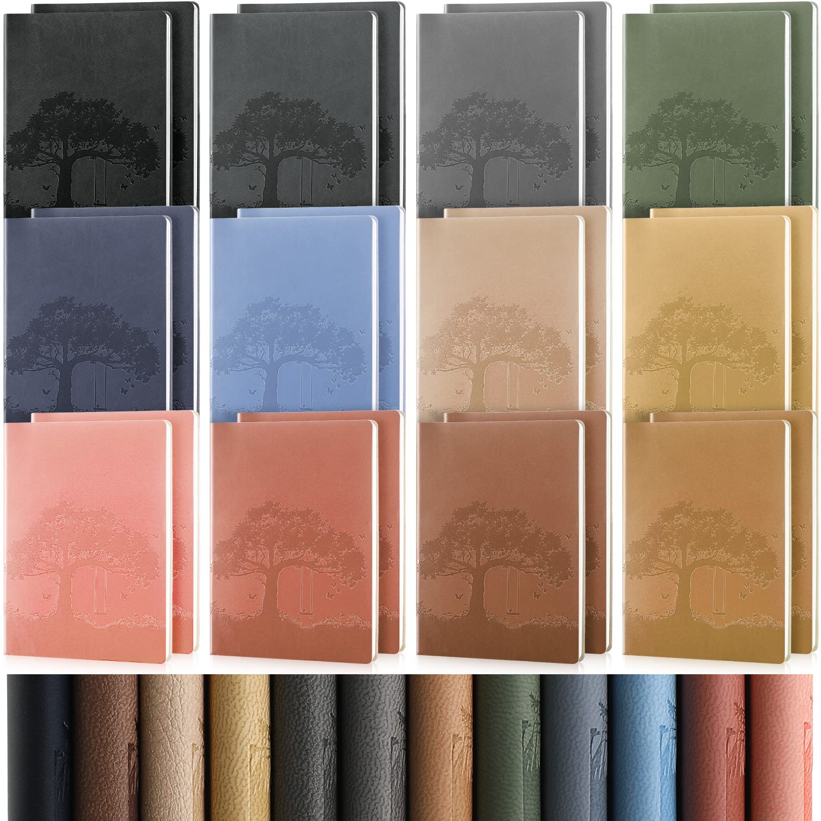 Amazon.com : TaoBary 24 Pcs A5 PU Leather Journals Bulk Colorful Tree ...