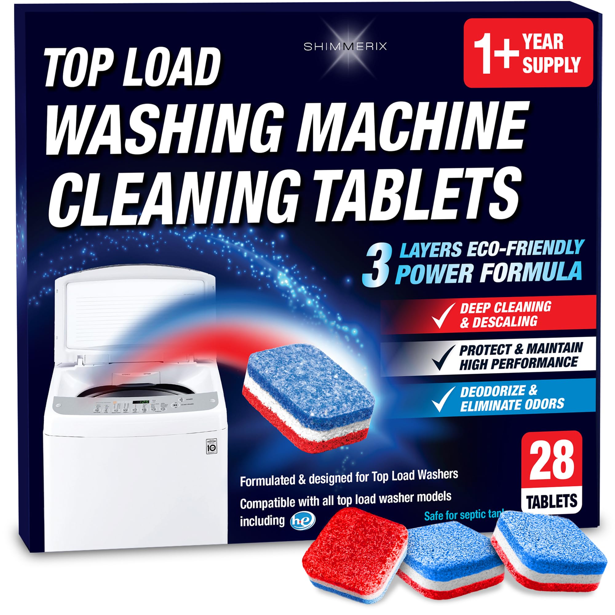 Amazon.com: Washing Machine Cleaner Tablets 28 Pack for HE Top Load ...