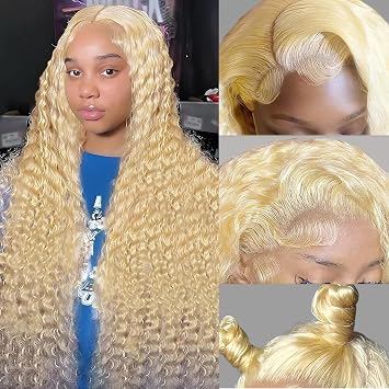Amazon.com : ALot 613 Deep Wave Lace Front Wig Human Hair, 13x6 ...