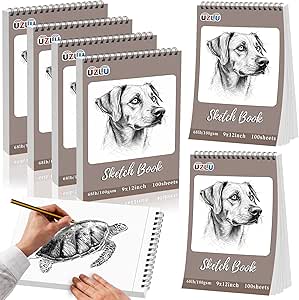 Amazon.com: 6 Pcs Sketch Book Bulk 9 x 12 In Drawing Paper Pad Top Spiral Bound Sketch Book 600 ...