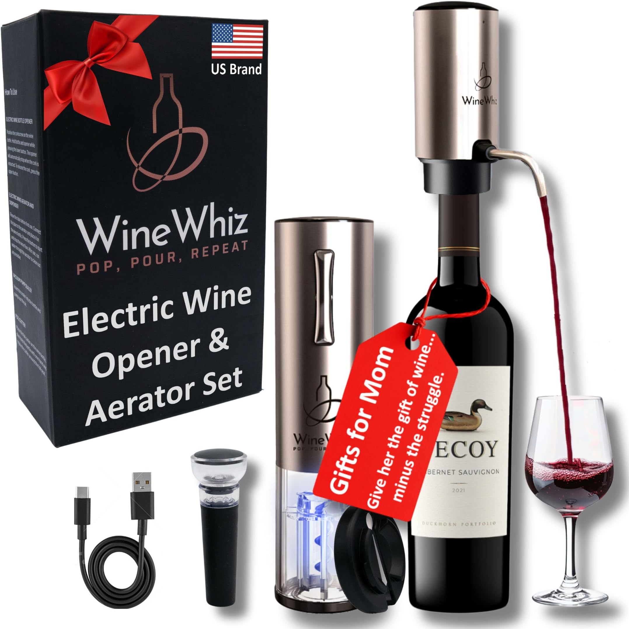 Amazon.com: Rabbit Electric Wine Tool Set - 5-Piece Wine Accessory ...