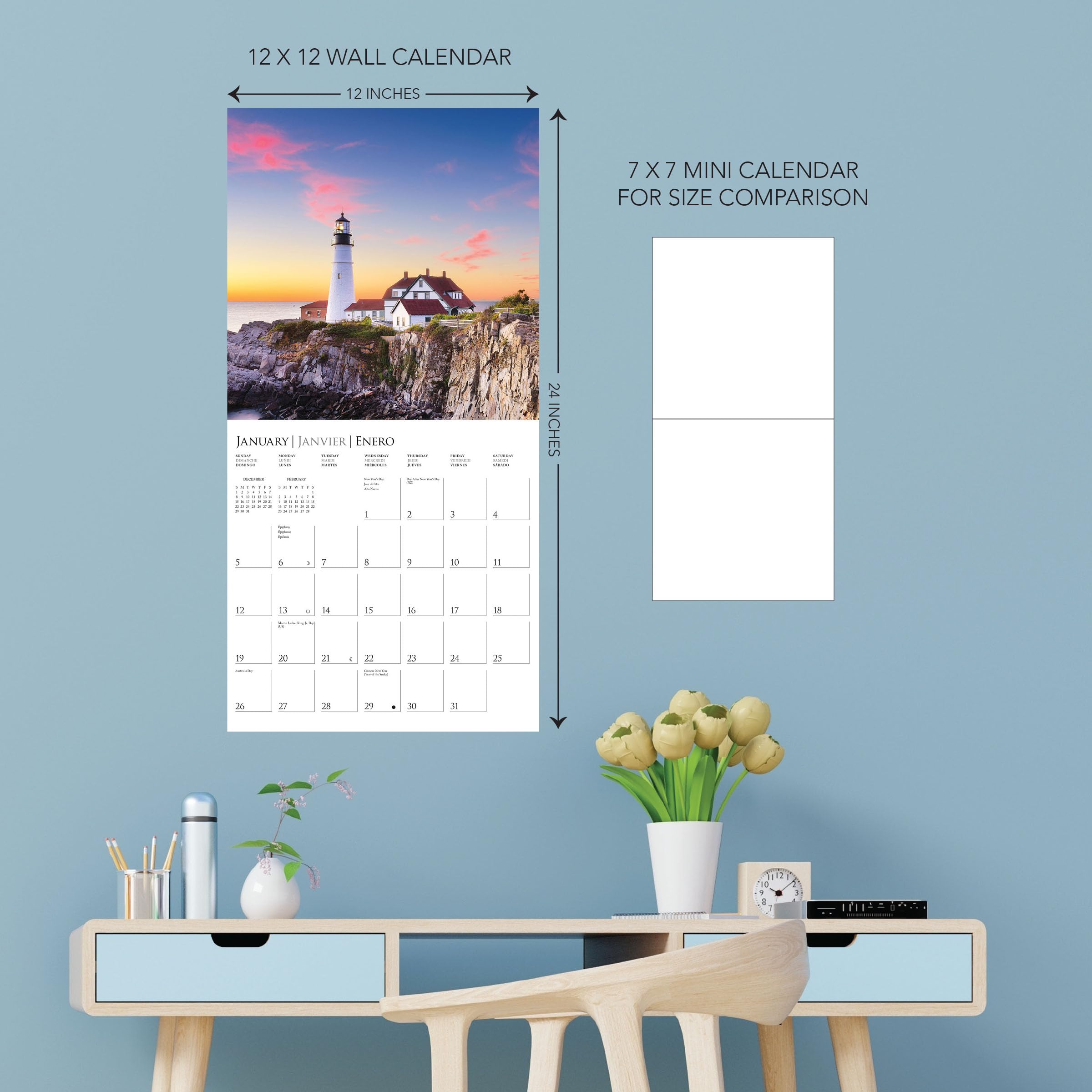 Snapklik.com : 2025 Lighthouses Wall Calendar 12” X 12” Thick Paper ...