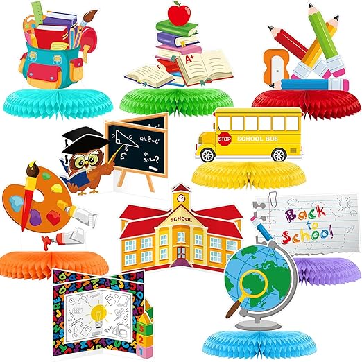 Amazon.com: 10 Pieces Back to School Table Centerpieces School Bus ...