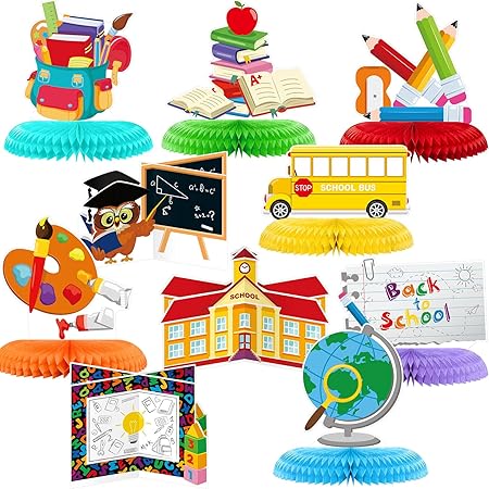 Amazon.com: 10 Pieces Back to School Table Centerpieces School Bus ...