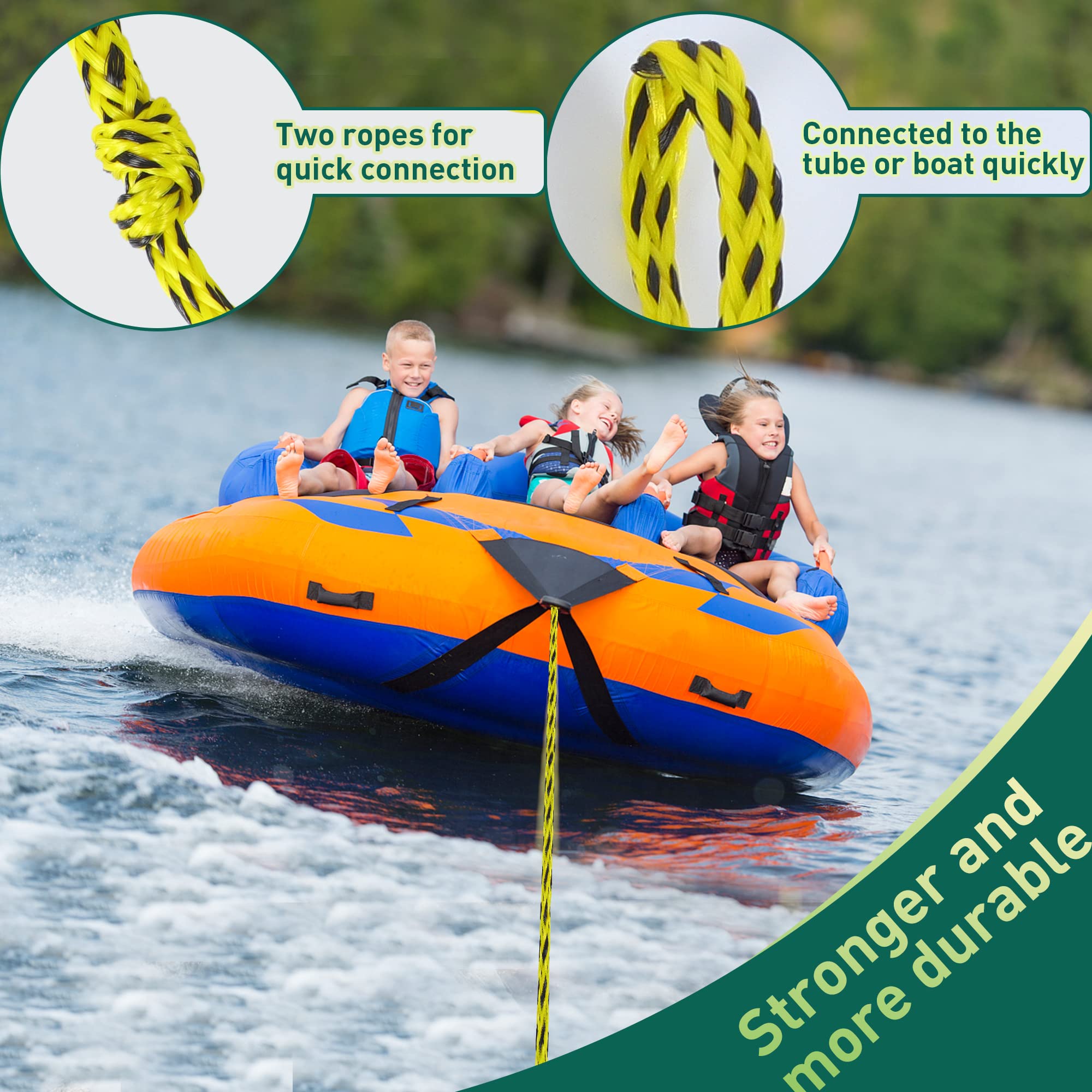 Snapklik.com : Jranter Towable Tow Rope 60ft For Boat Tubing 1-3 Riders ...