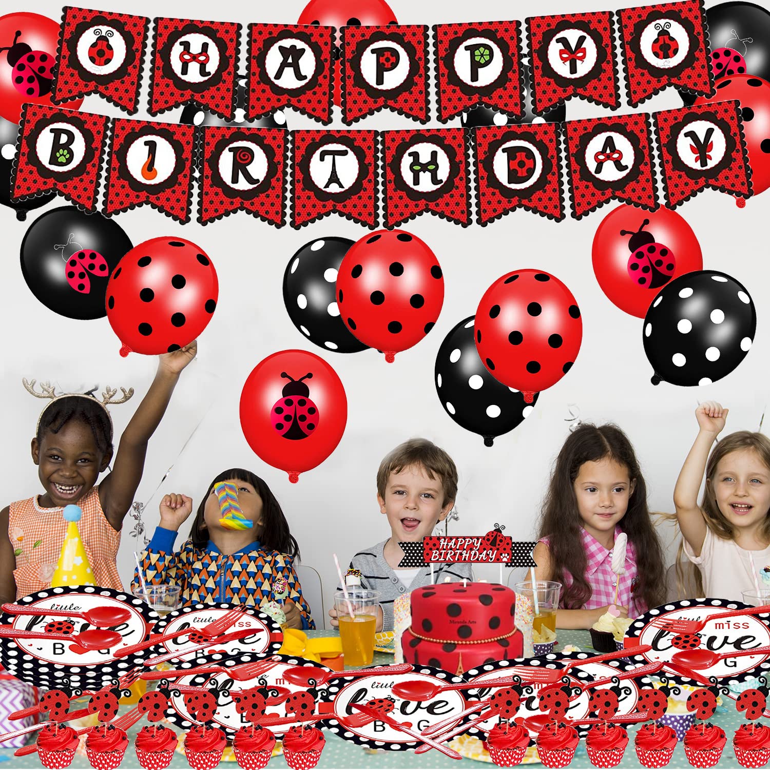 Ladybug Centerpieces For 1st Birthday