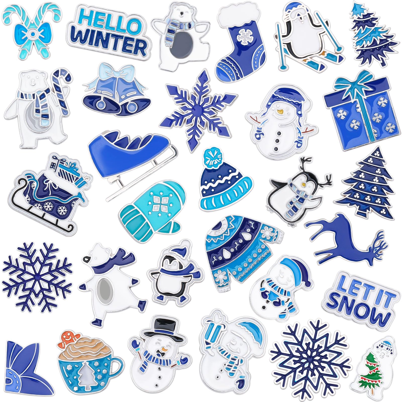 Amazon.com: SANNIX 60Pcs Winter Pins, Christmas Winter Enamel Lapel ...