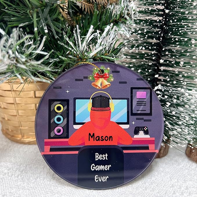 Amazon.com: Video Game Player Boy Girl, Christmas Ornaments Video Gamer ...