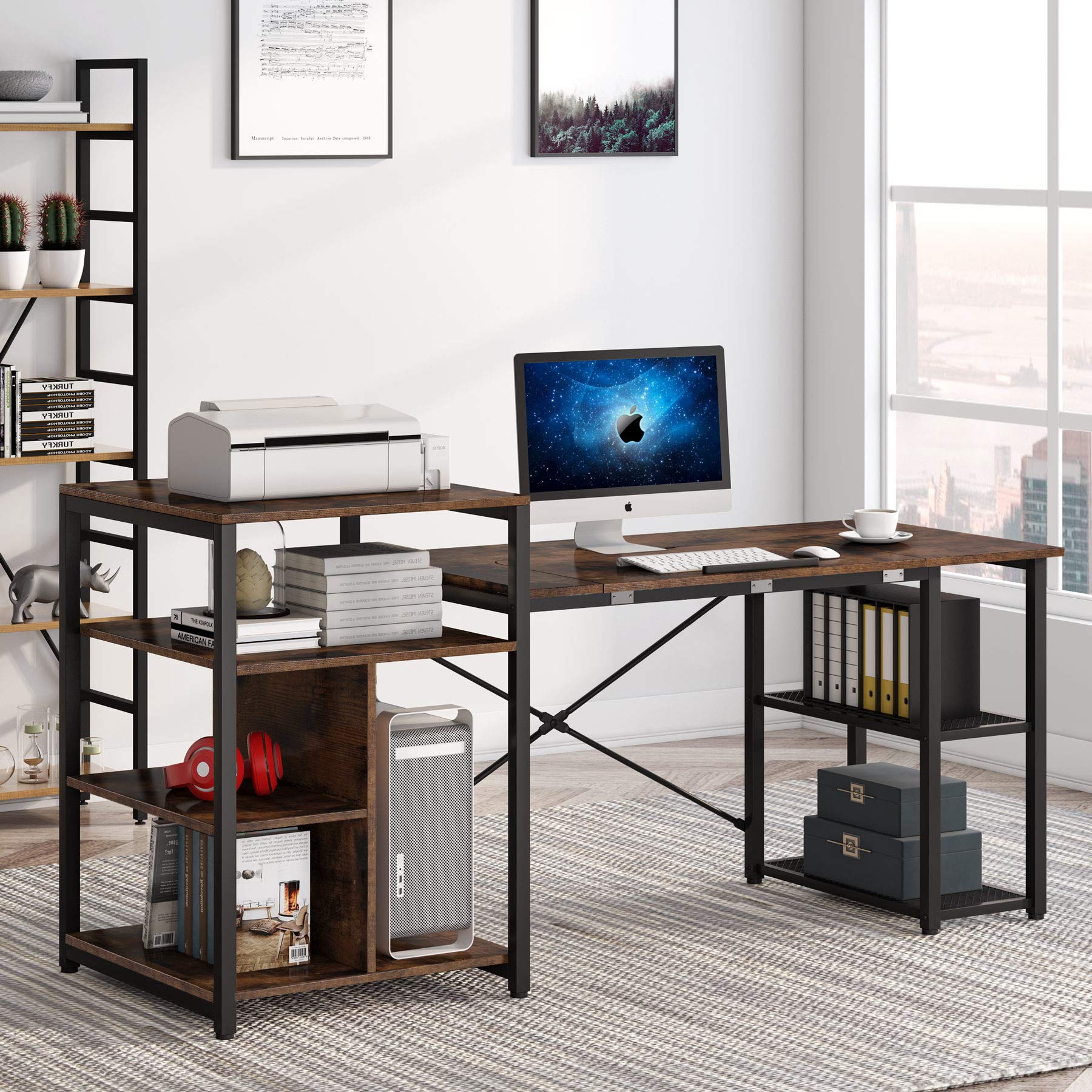 Buy Tribesigns Large Computer Desk with Storage Shelves,Drafting ...
