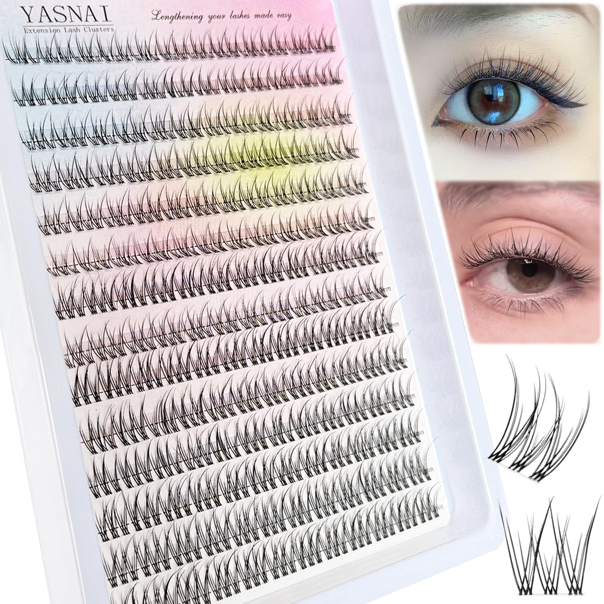 Amazon.com: Lash Clusters Natural Look Wispy C Curl Lash Extensions ...