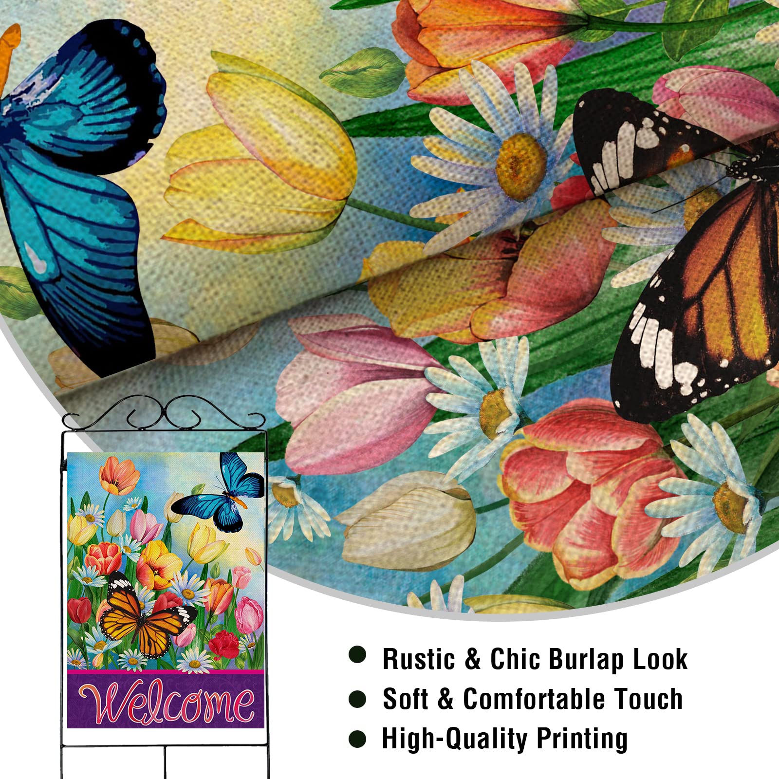Butterfly Welcome Flag Large American