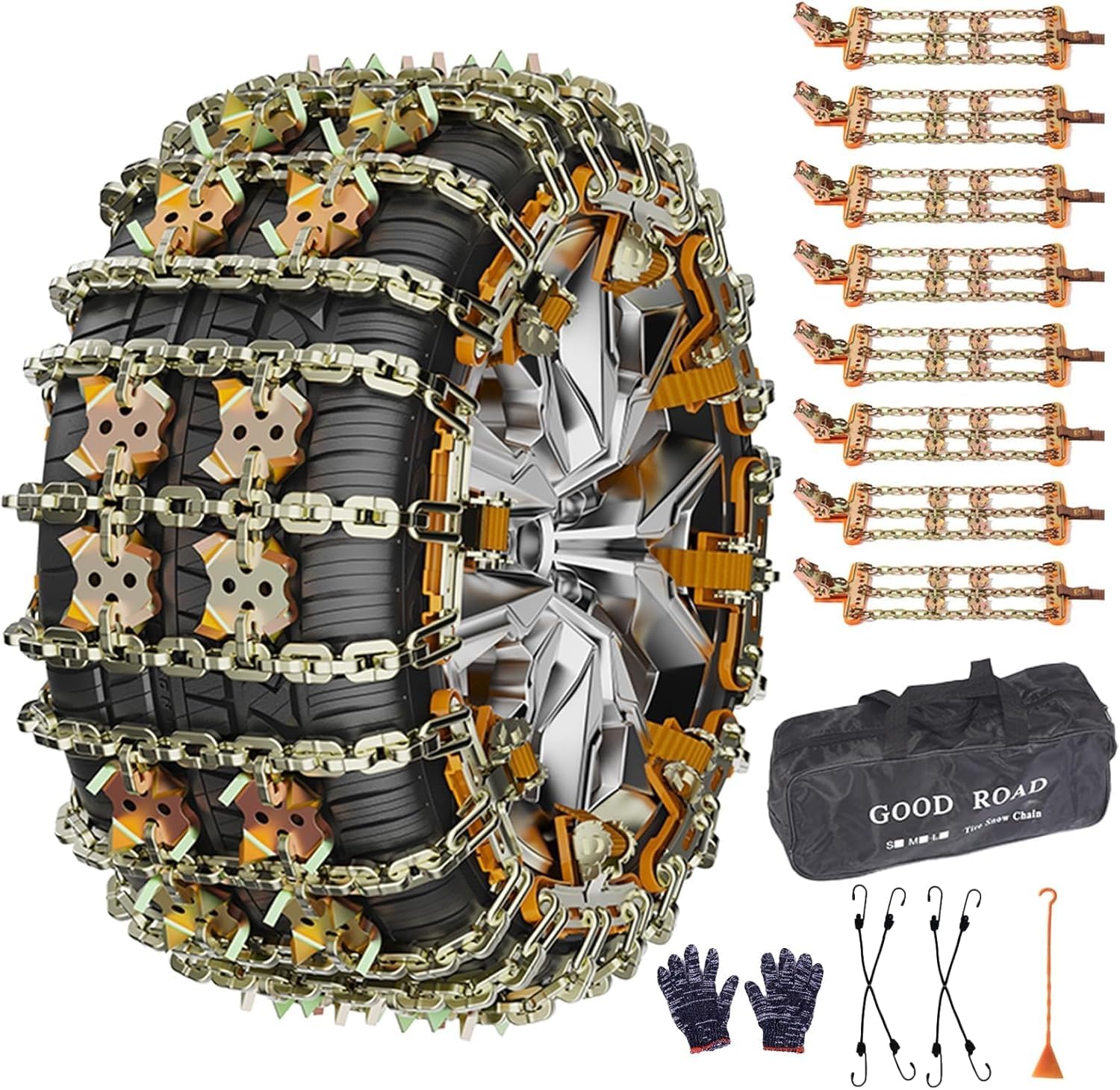 Amazon.com: 8 Pack Car Snow Chains, Tire Chains for SUV Car Pickup Trucks, Adjustable Universal ...