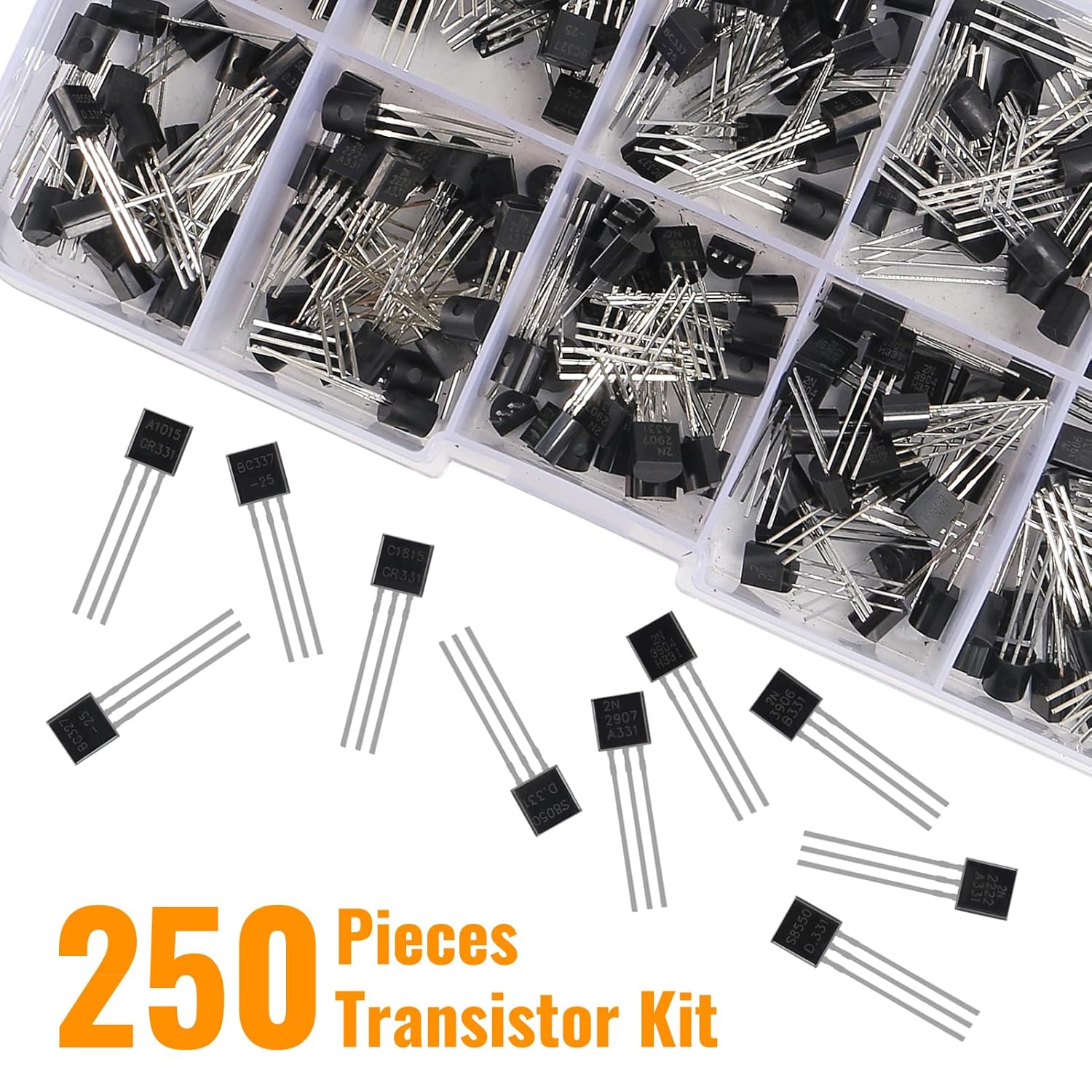BJT Transistors Kit 250 Pieces 250-Piece BJT Transistor Assortment Kit ...