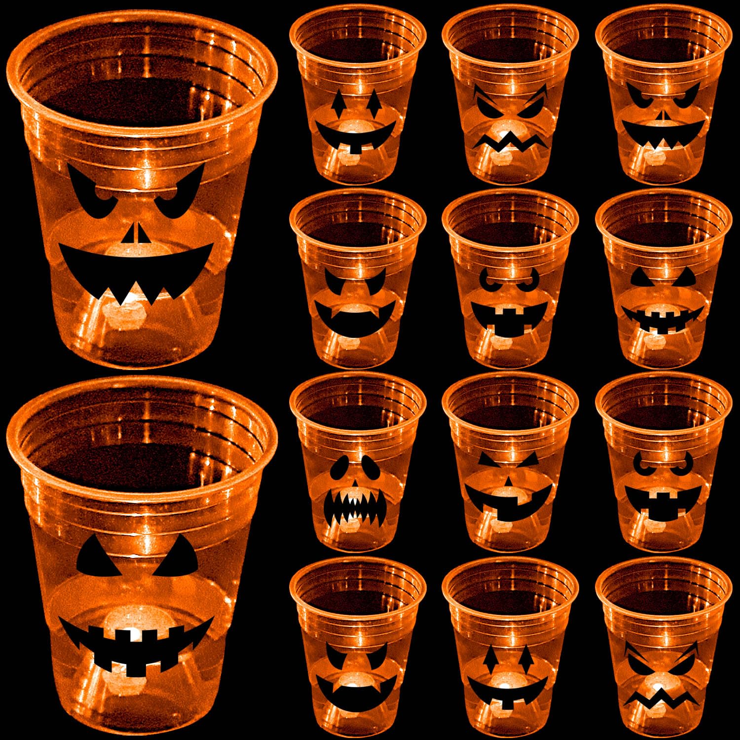 Amazon.com: mishunyus 24 Pcs Halloween Glow Pumpkin Party Cups, Night ...
