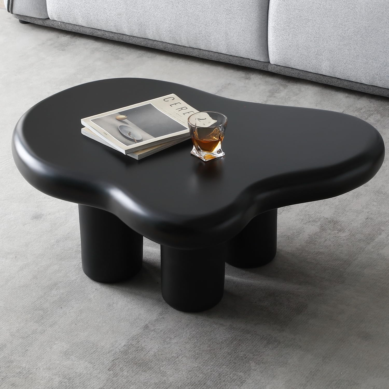 Amazon.com: JUSTONE Modern Black Coffee Table, Black Cute Coffee Table ...