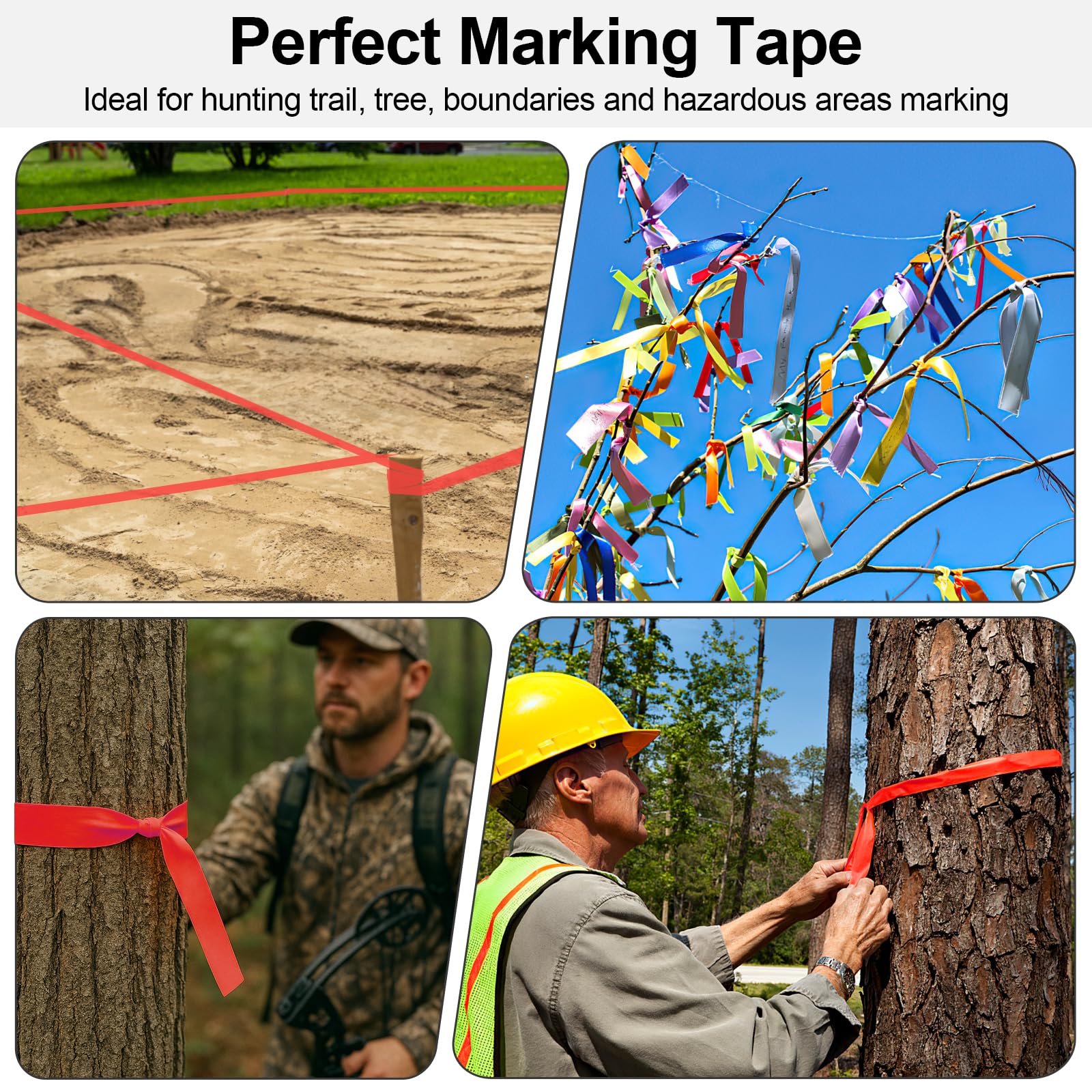 Snapklik.com : MOWPOG 5 Pack Red Flagging Marking Tape, 1" X 100 Non ...