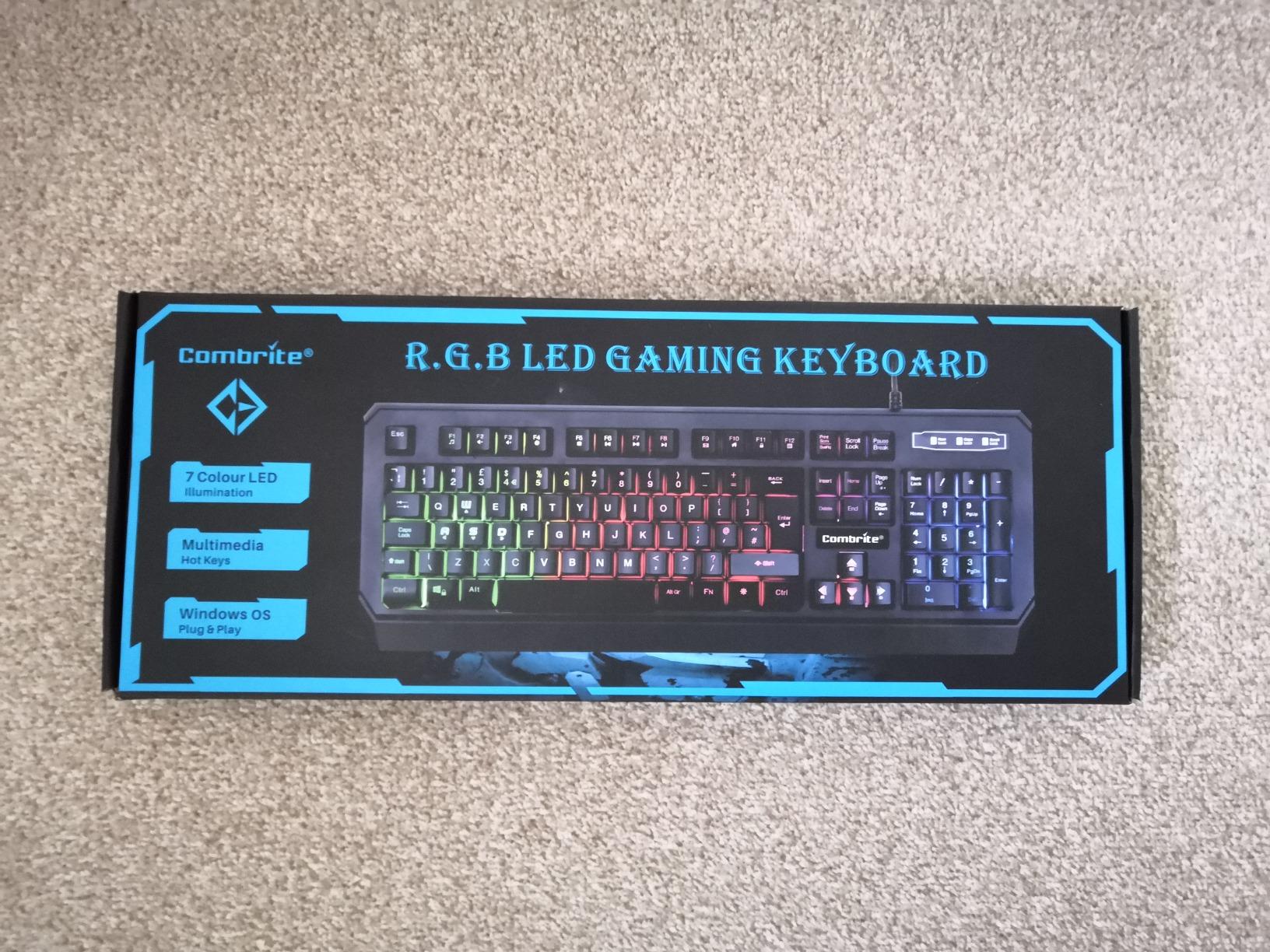 Combrite Gaming Keyboard Rainbow RGB LED Illuminated Keys, Backlit, USB ...