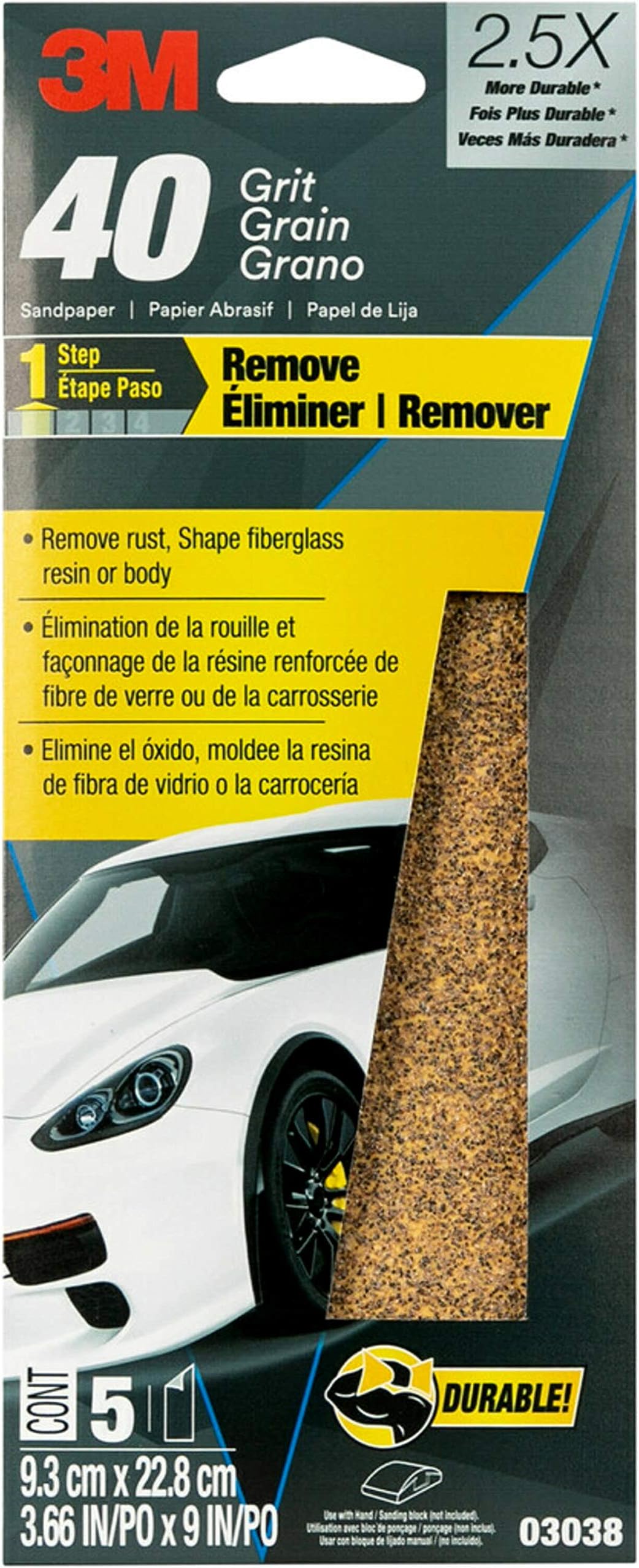 Amazon.com: 3M Auto Sandpaper Sheet, 180 Grit, 3 2/3 in x 9 in, 5 ...