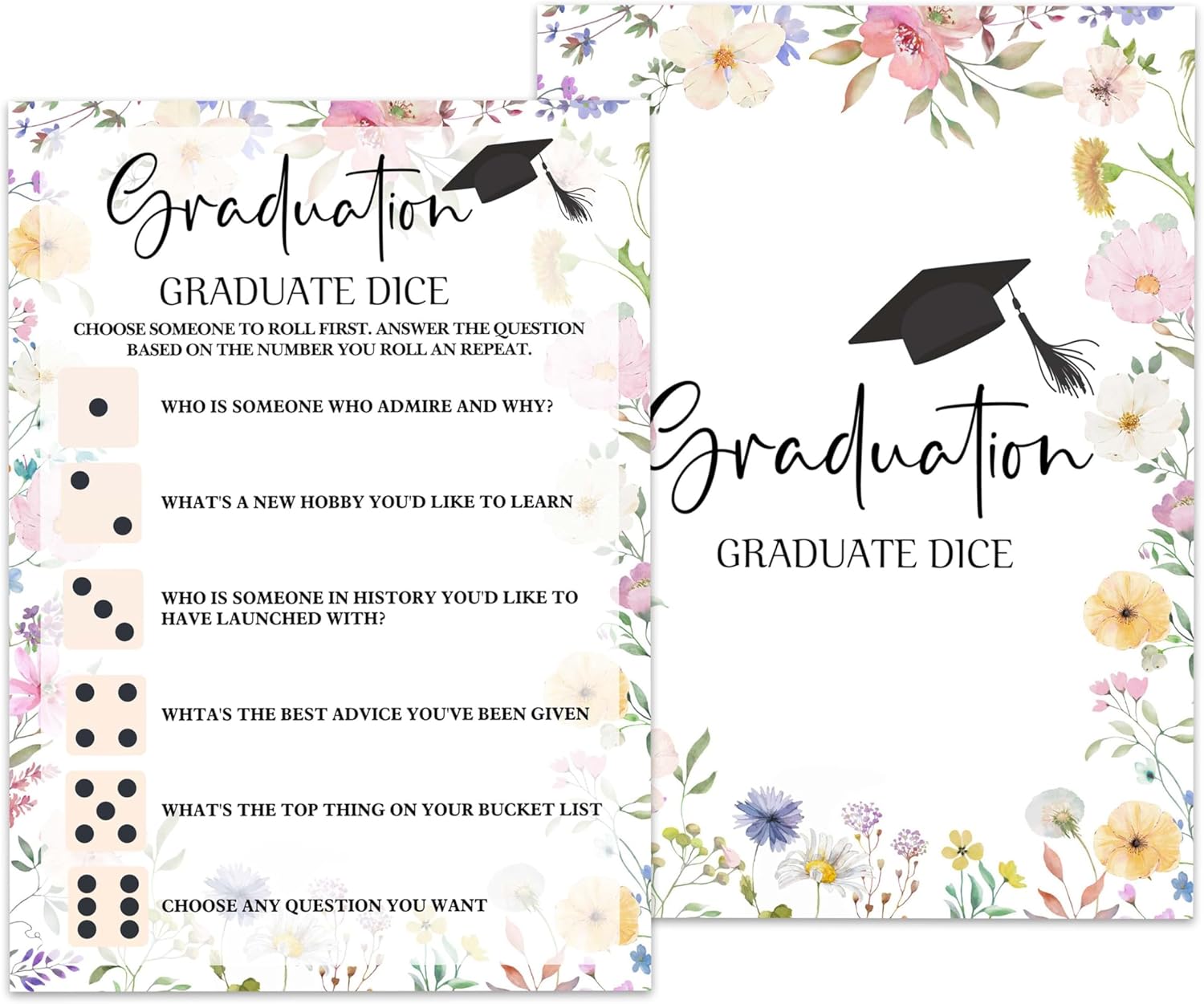 Amazon.com: Graduation Games Cards 25pcs, Wildflowers Grad Party Game ...