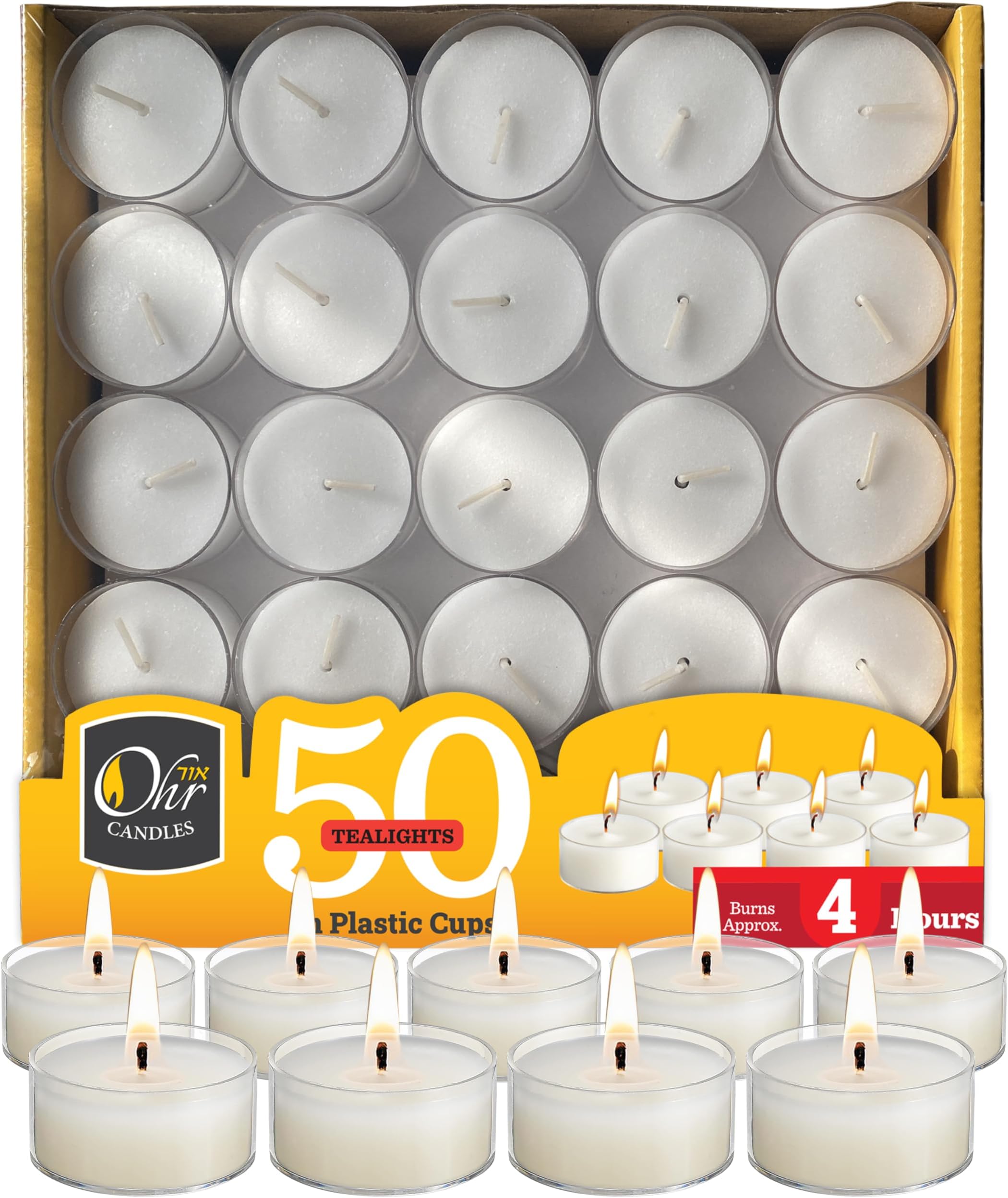 Amazon.com: Clear White Tea Lights Candles - 4.5 Hour Long Burning ...
