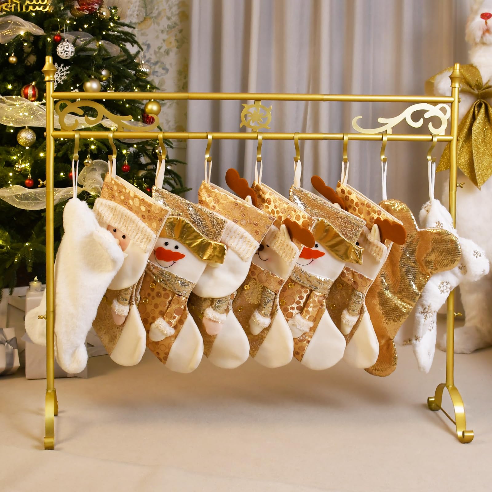 Amazon.com: Senneny Christmas Stocking Holder Stand with 10 Hooks ...