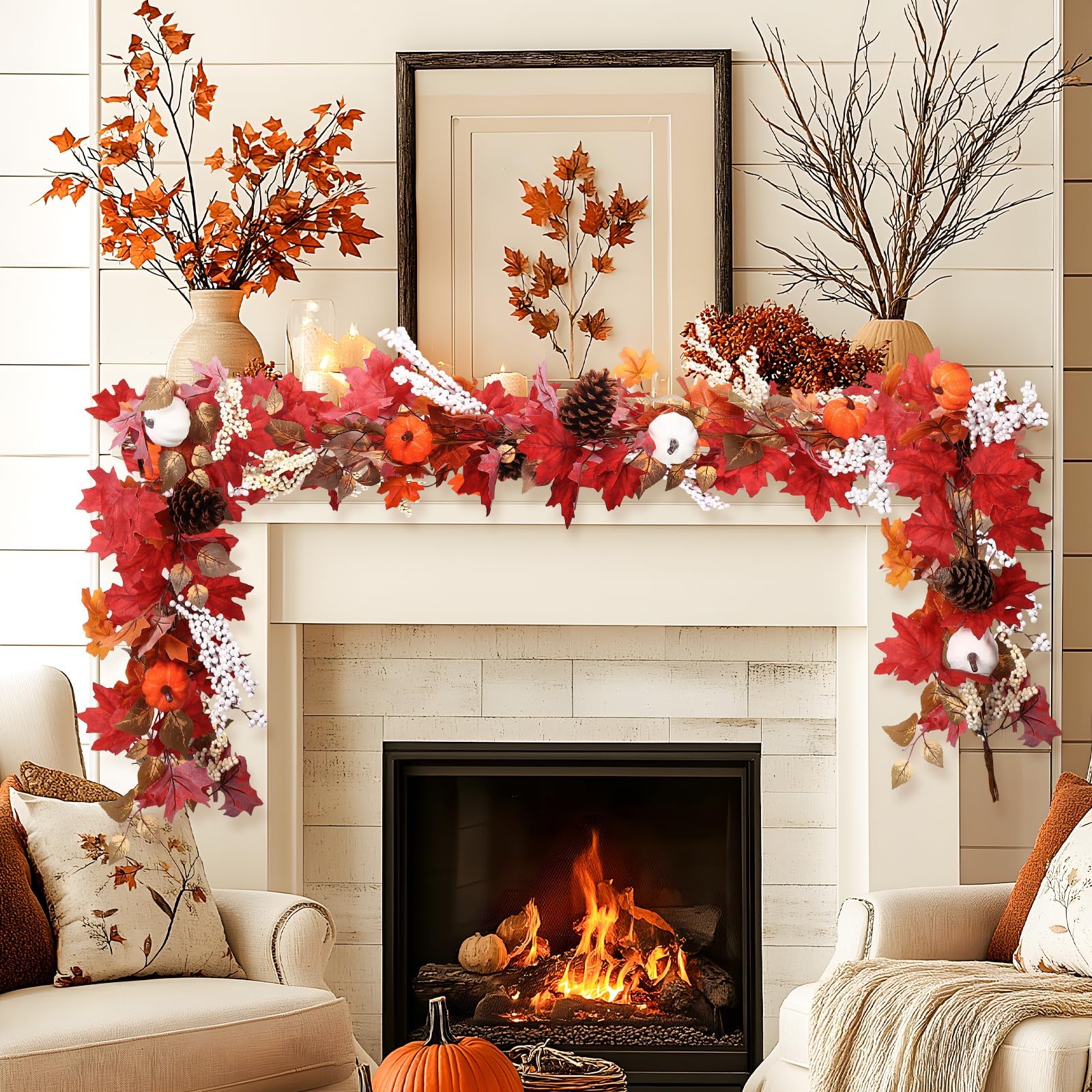 Amazon.com: Alupssuc 6FT Fall Garland Decor, Autumn Garland with ...