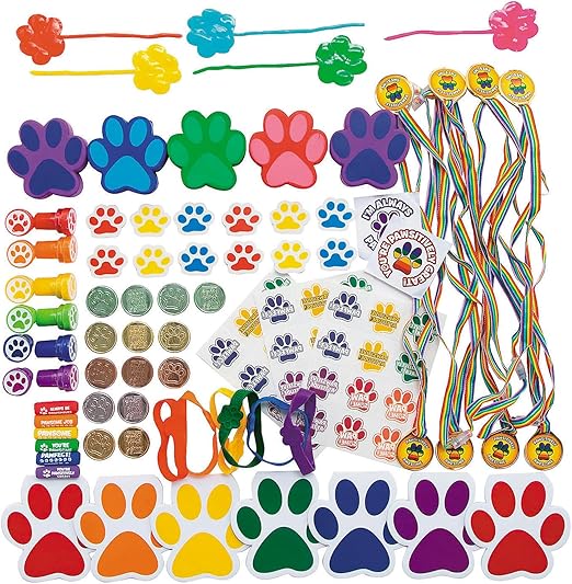 Amazon.com: Fun Express Paw Print Assortment - 250 Pieces - Educational ...