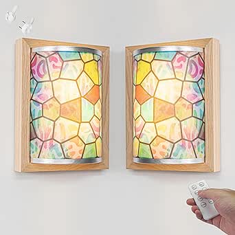 Kiven Battery Operated Wall Sconces with Remote Control,3 Colors Changing,Tiffany Style ...