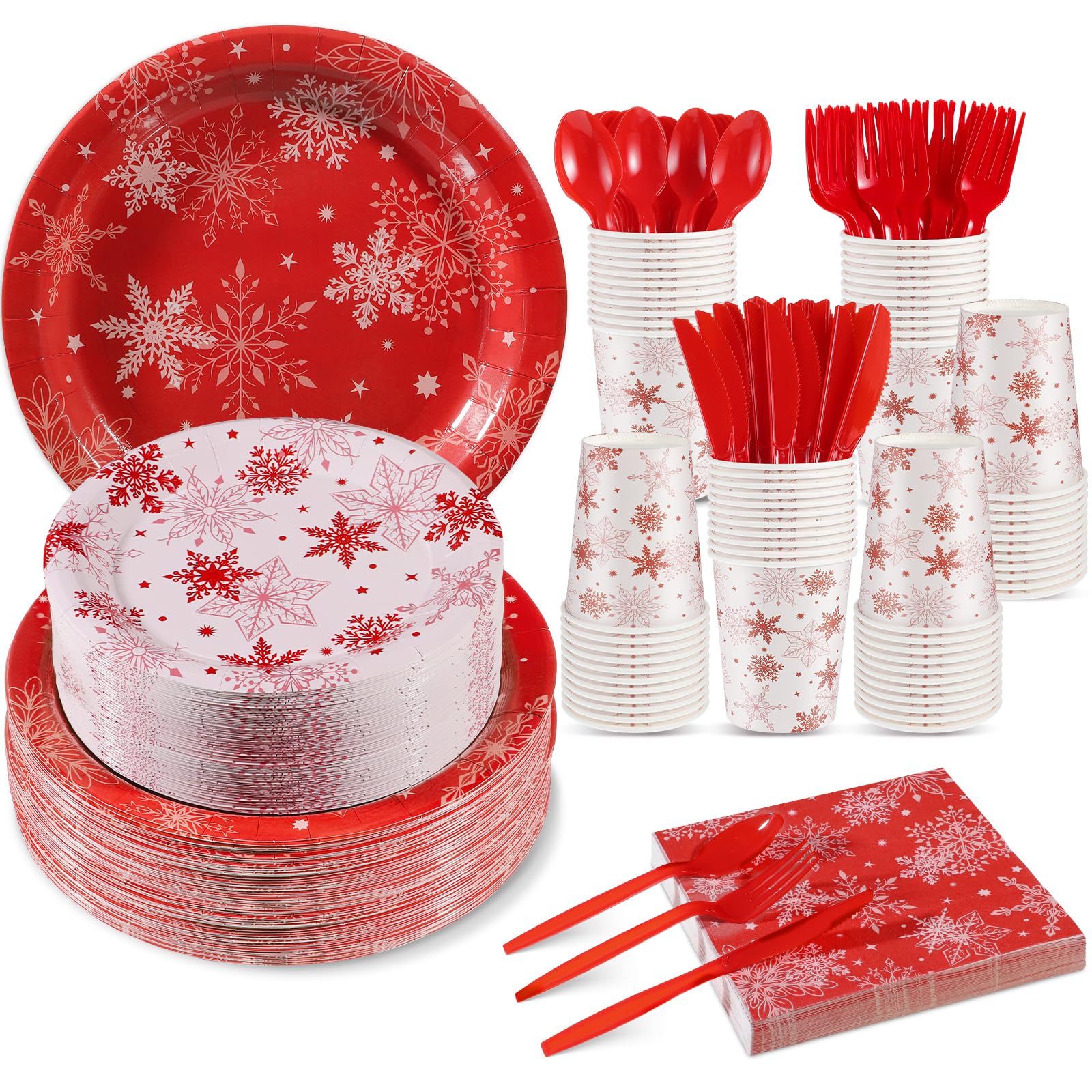 Amazon.com: NatNarr 350 Pcs Snowflake Plates and Napkins,50 Guest ...