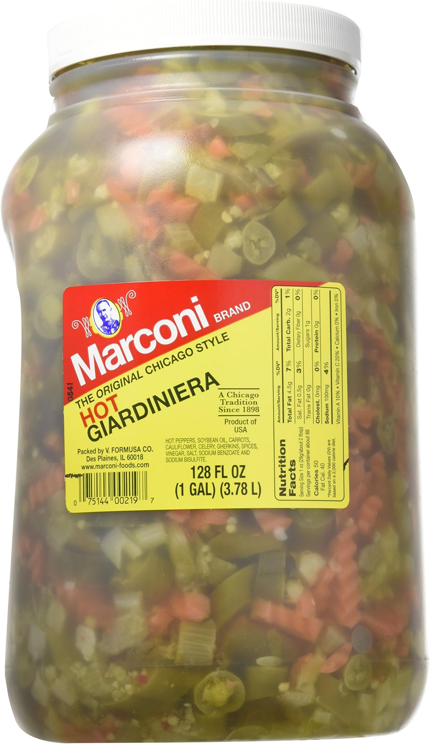 Amazon.com : Marconi - The Original Chicago Style Hot Giardiniera - 16 ...