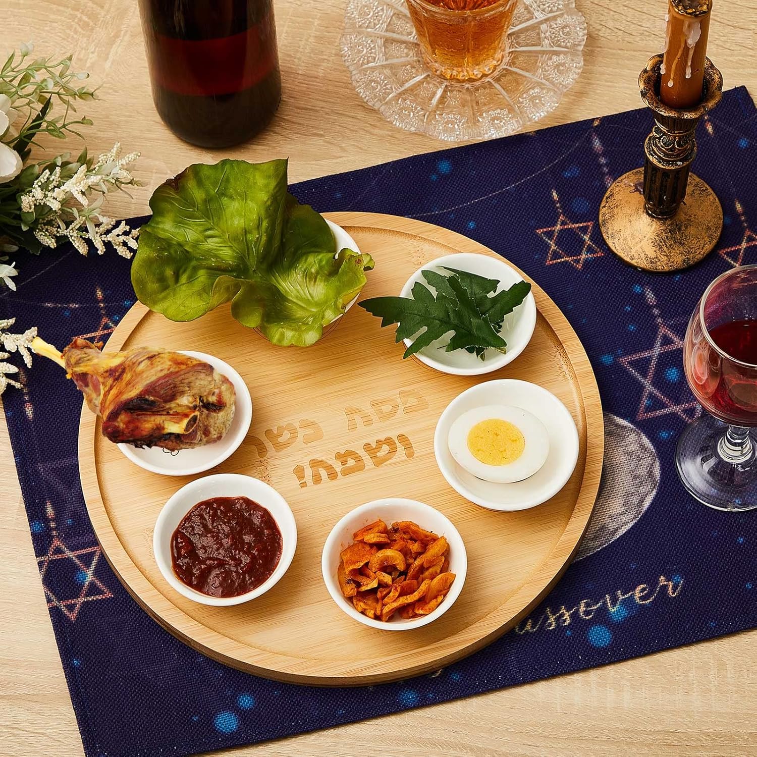 Set Seder Plate for Passover Include 2 Bamboo 11′ Passover Gift Plate ...