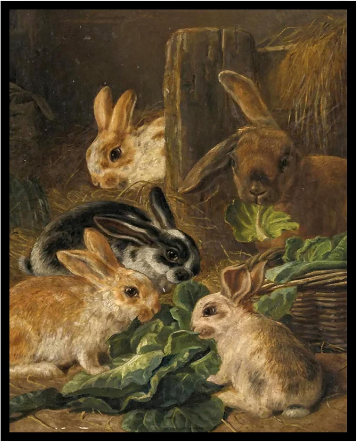 Amazon.com: Poster Master Vintage Rabbits Painting Poster - Retro A ...