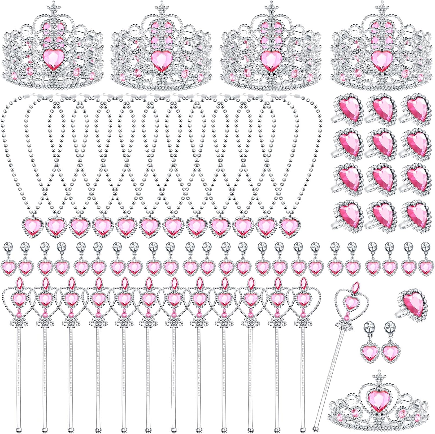 Amazon.com: Crowye 12 Set Princess Jewelry Party Favors Pink Princess ...