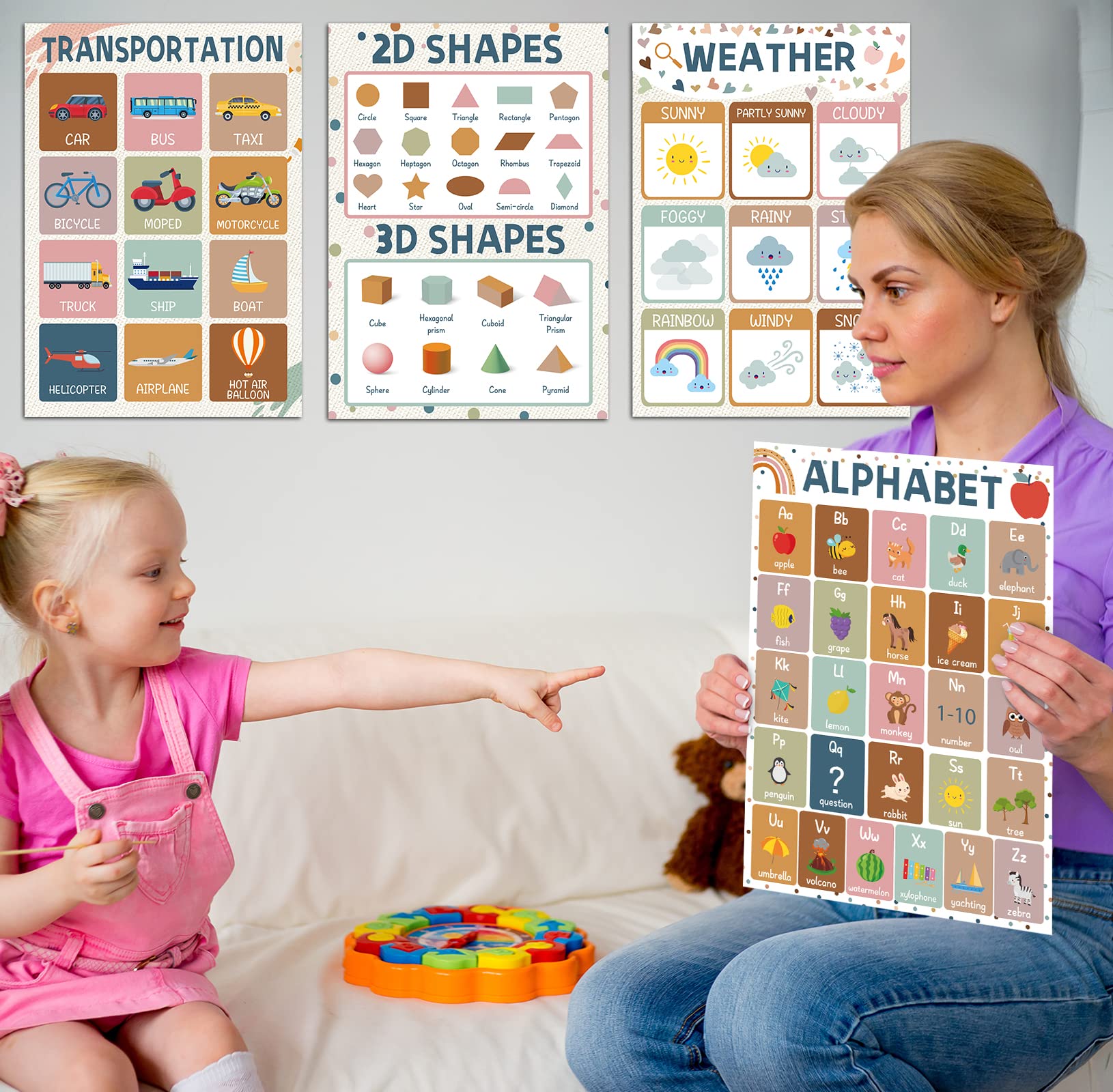 Snapklik.com : 23 PCS Back To School Boho Educational Posters For ...