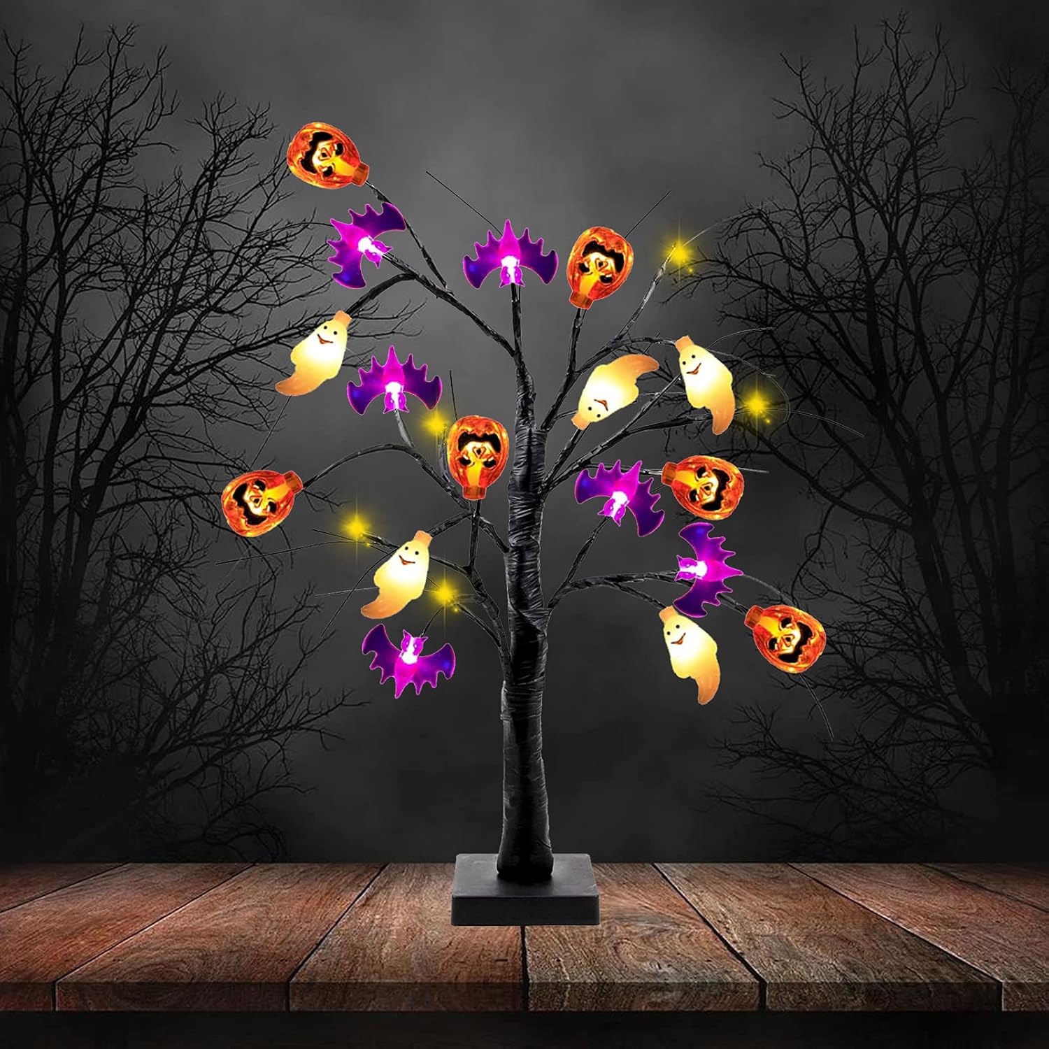 Halloween Tree Halloween Tree Light LED Birch Tree with 18 Halloween ...